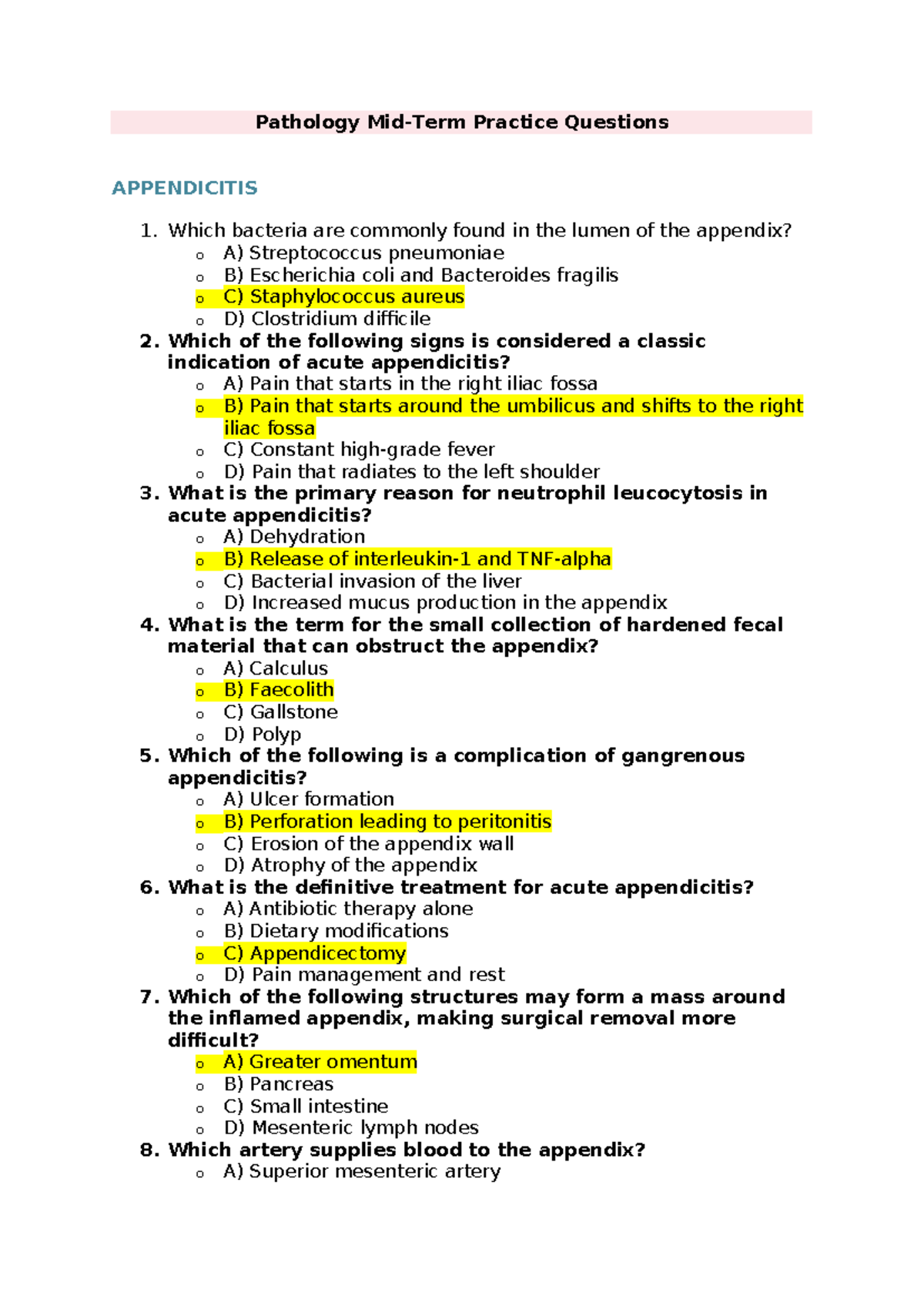 Pathology Mid-Term Practice Questions - Pathology Mid-Term Practice ...