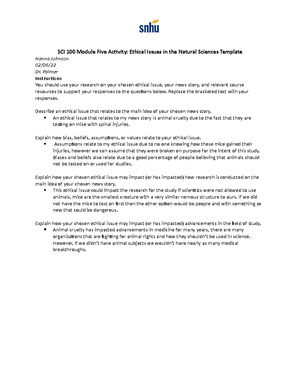 Perspectives in Natural Science - SCI 100 Module Six Activity Template ...