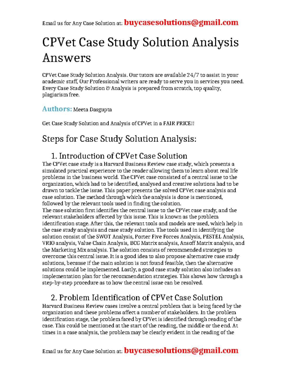 CPVet Case Study Solution Analysis - Our tutors are available 24/7 to ...