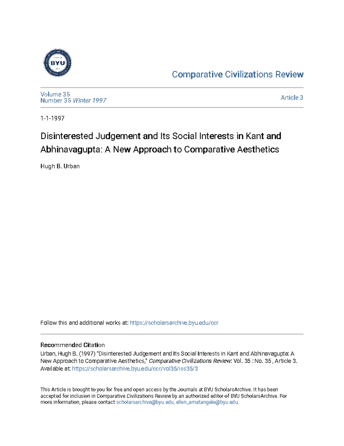 Disinterested Judgement and Its Social Interests in Kant and Abhi ...