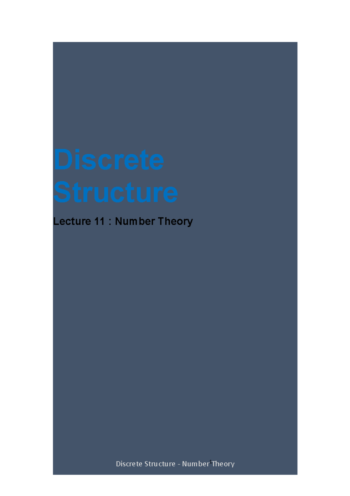 Discrete Structure - Lec 12 - Discrete Structure Lecture 11 : Number ...