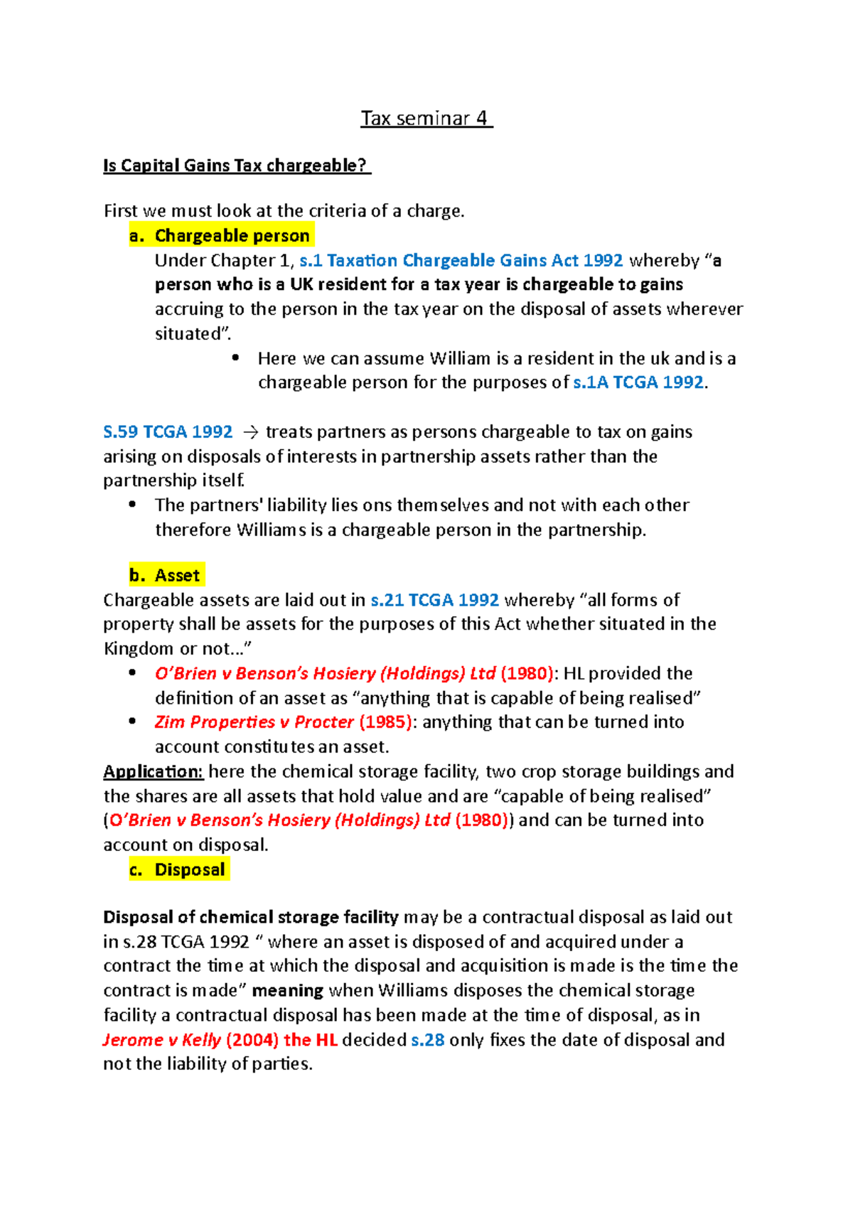 Tax seminar 4 - Capital Gains Tax - a. Chargeable person Under Chapter ...