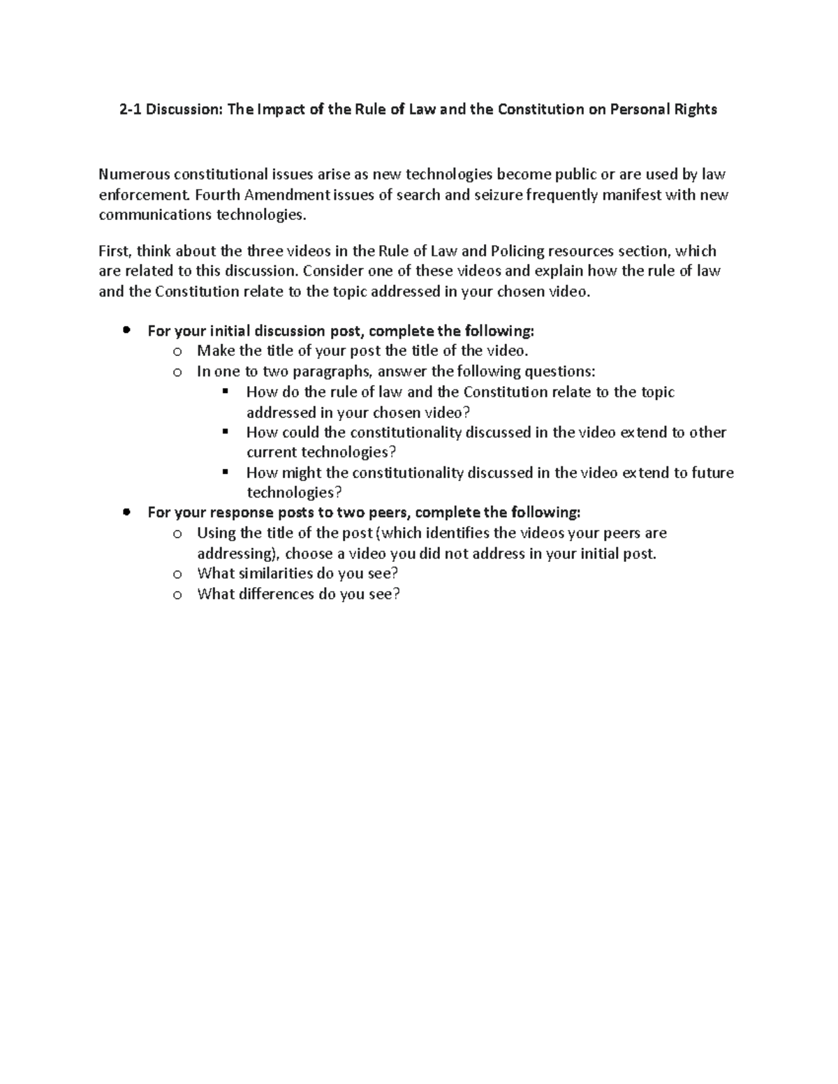 2-1 Discussion - The Impact of the Rule of Law and the Constitution on ...