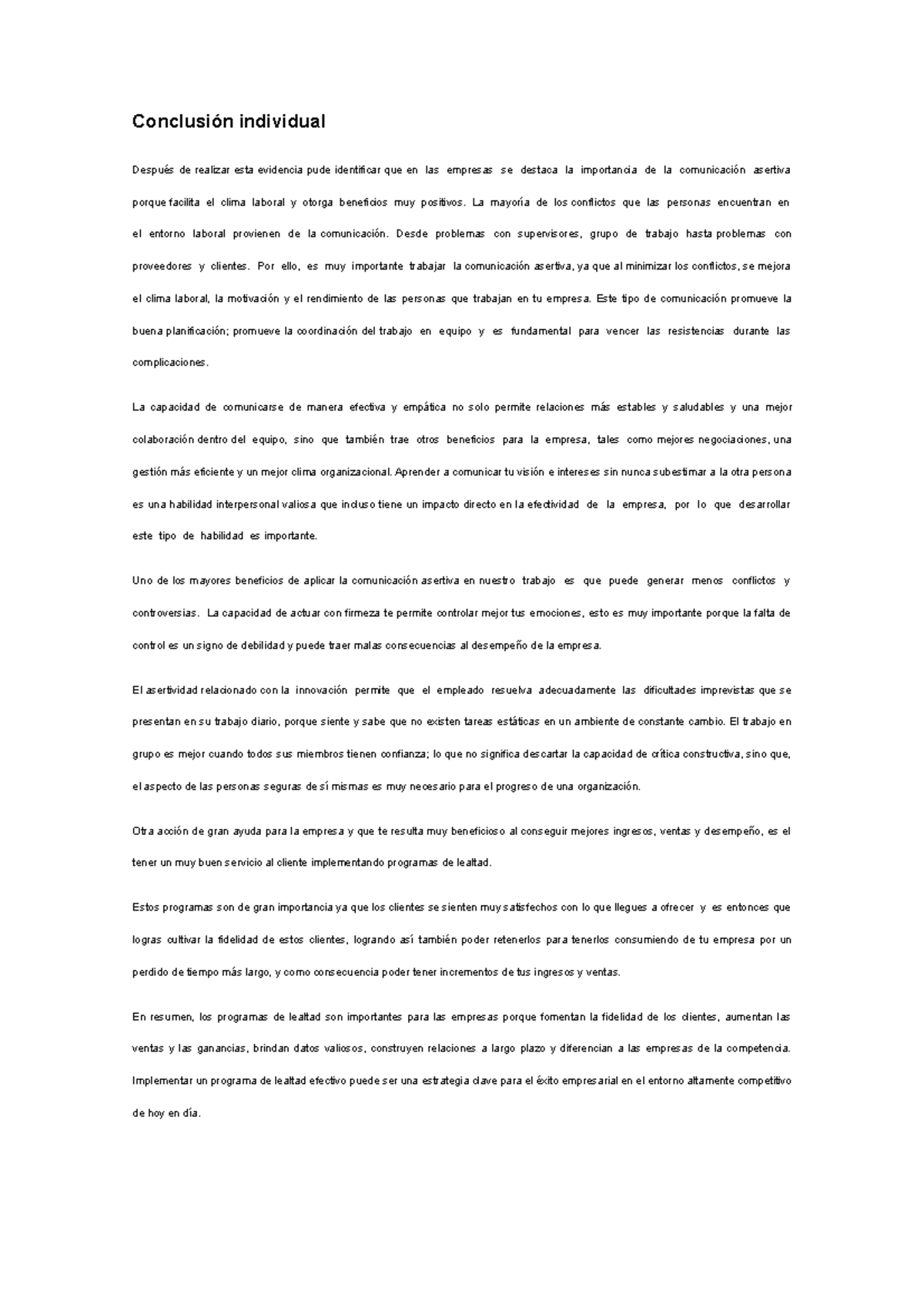 Conclusión individual-pia de comunicación - Conclusión individual ...