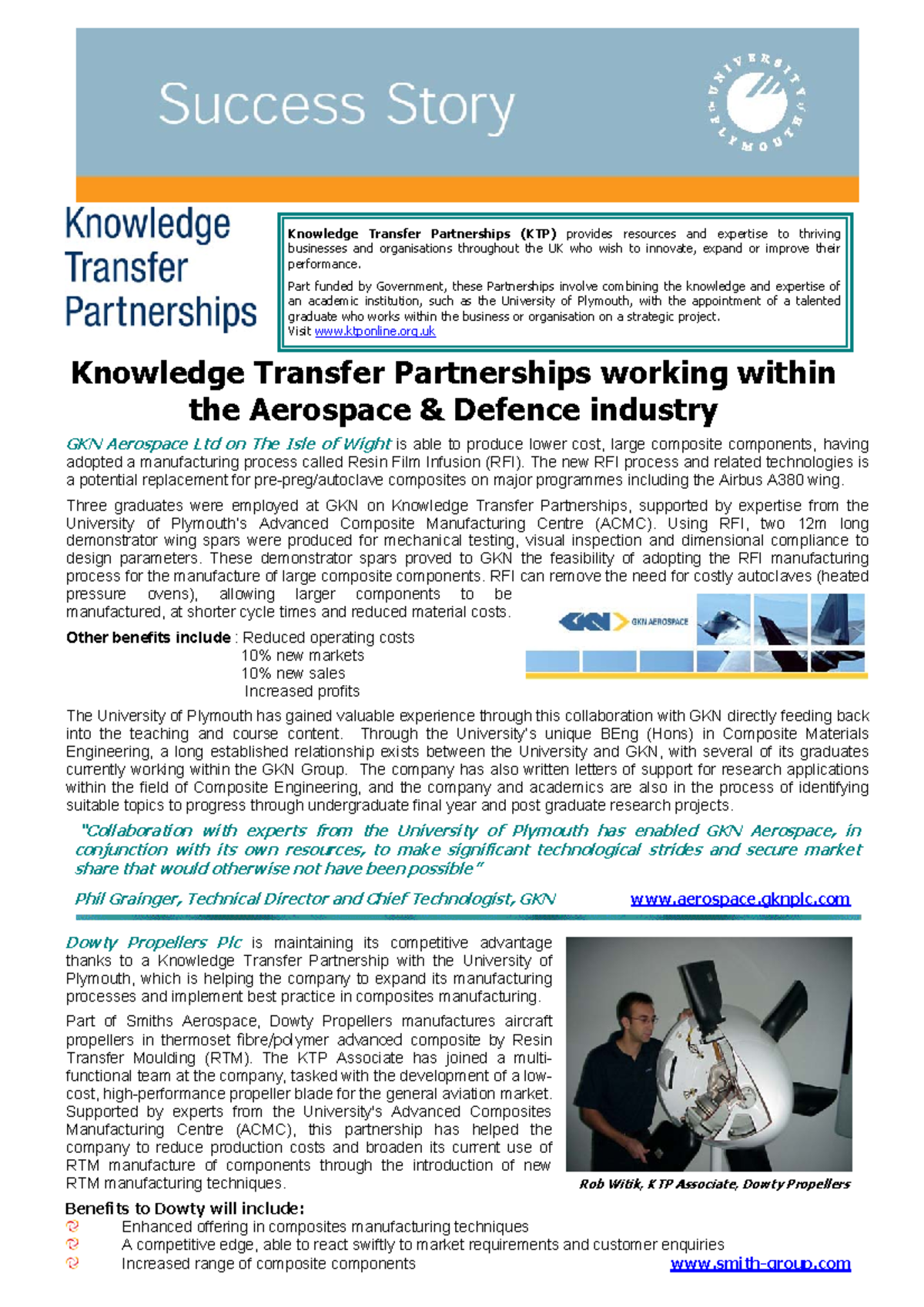 KTP Plastech aero - Knowledge Transfer Partnerships (KTP) provides ...