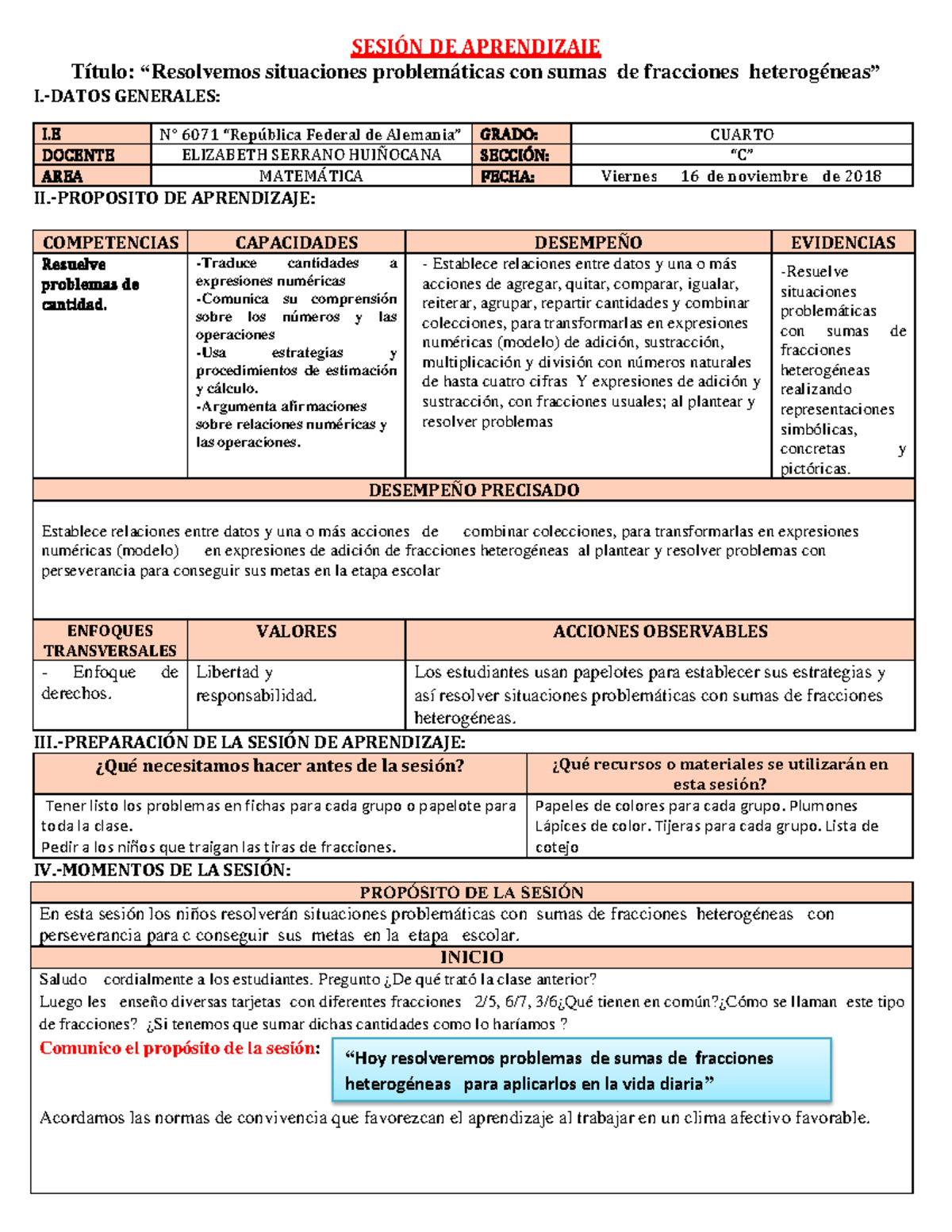 393134840 16 de Noviembre Fracciones Heterogeneas - SESI”N DE APRENDIZAJE Título: