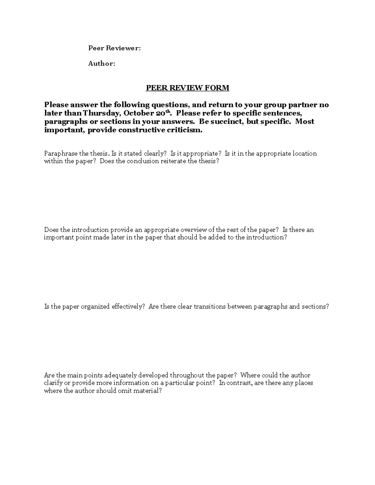 Peer Review Form - erwjgvw g wrij - Peer Reviewer: Author: PEER REVIEW ...