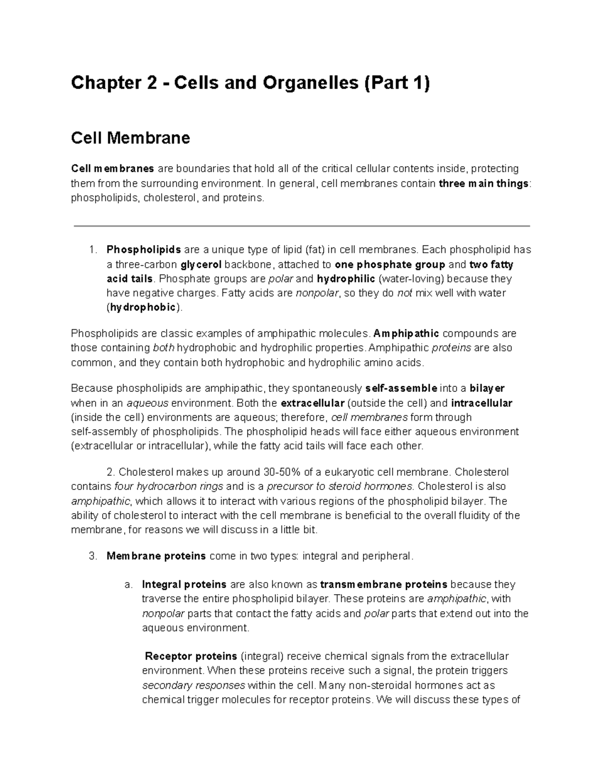 Chapter 2 - Cells and Organelles (Part 1) - Chapter 2 - Cells and ...