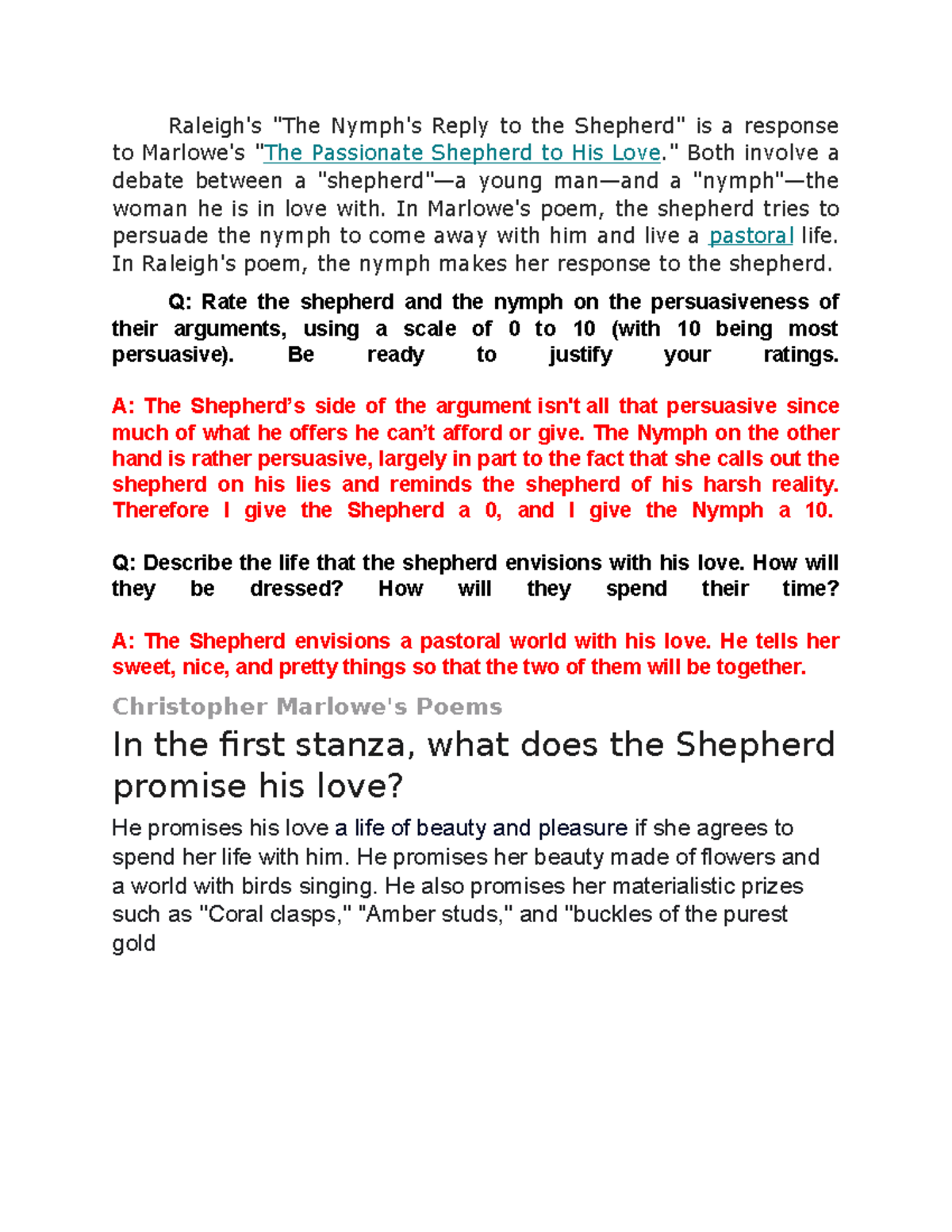 The Shepherd and Nymph ...