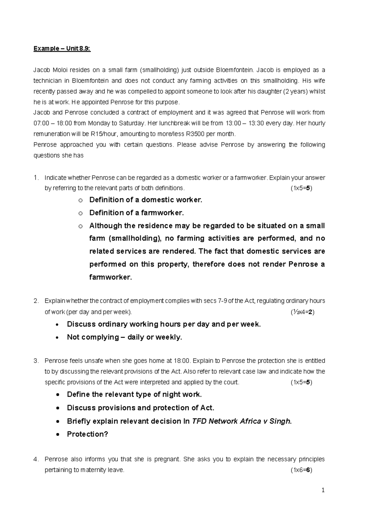 Example - Analysing practical scenario - Example – Unit 8: Jacob Moloi ...