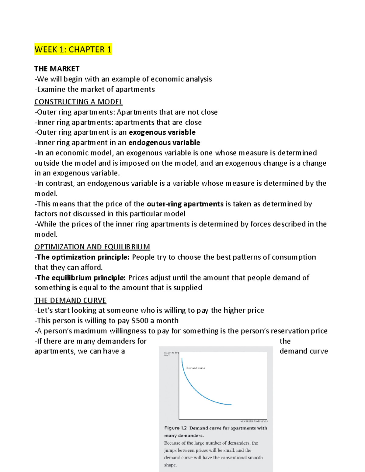 Intermediate micro MID 1 - WEEK 1: CHAPTER 1 THE MARKET -We will begin ...