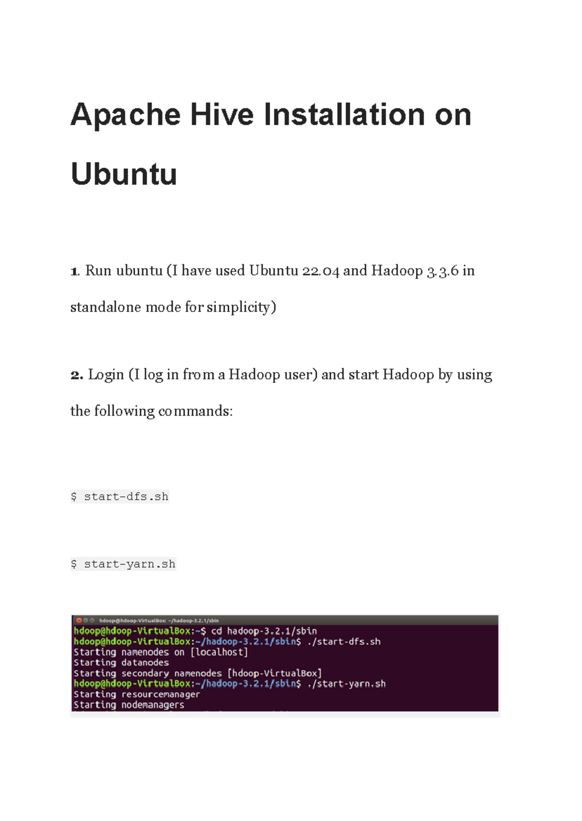 Apache Hive Installation On Ubuntu Run Ubuntu I Have Used Ubuntu 22 And Hadoop 33 In
