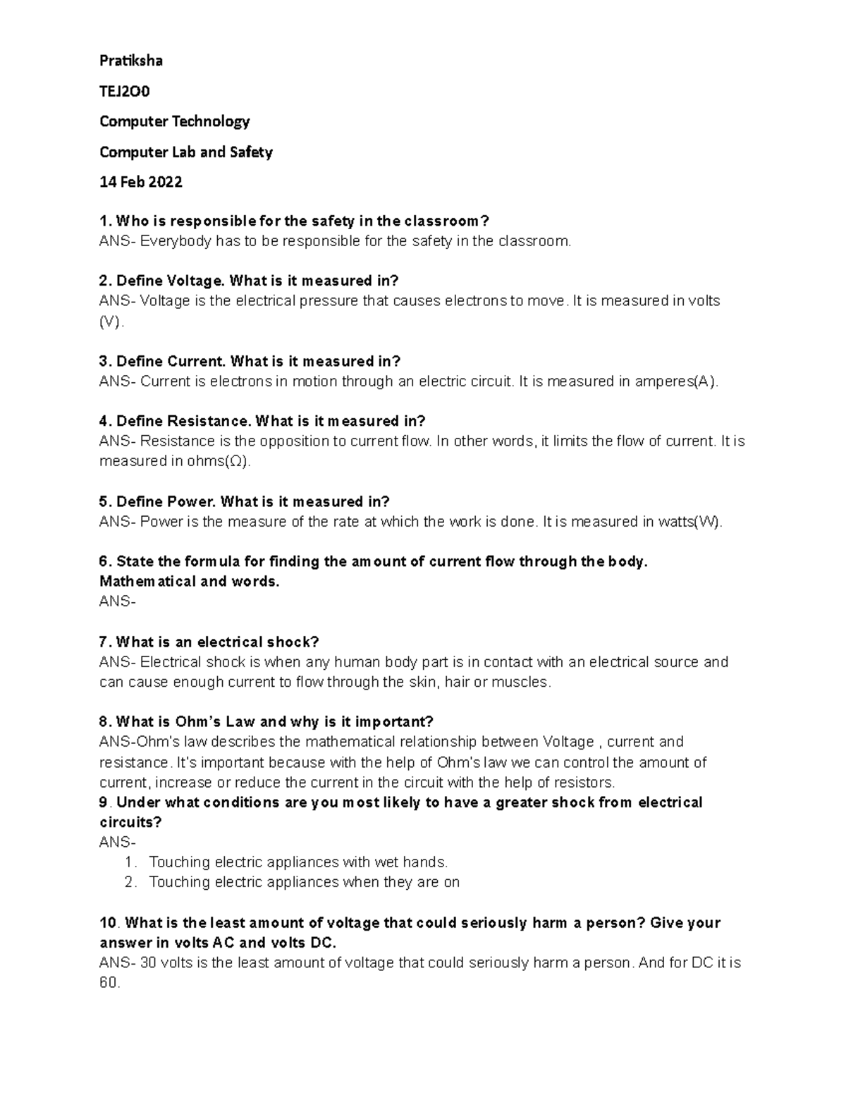 Computer Lab and Safety (2) - TEJ2O Computer Technology Computer Lab ...
