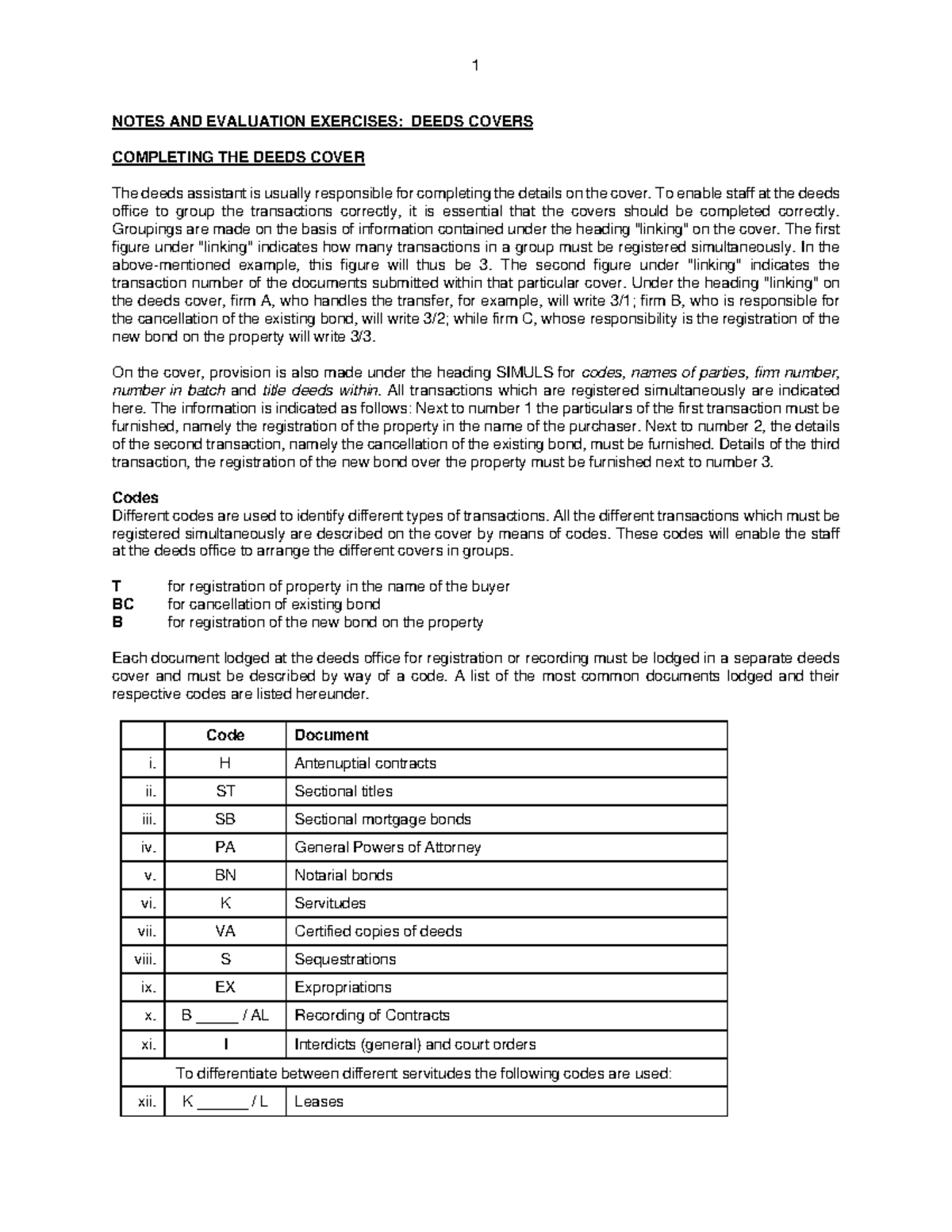 Notes ON DEED Covers - NOTES AND EVALUATION EXERCISES: DEEDS COVERS ...