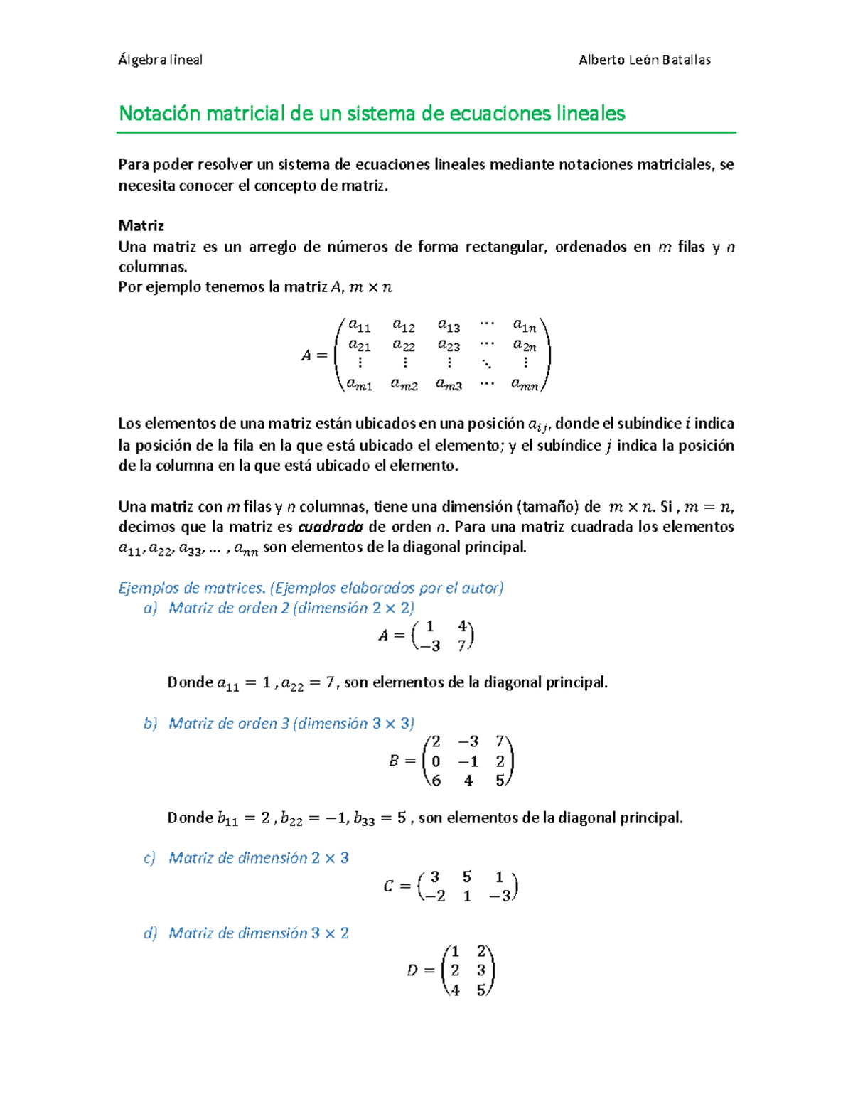 Notacion DE Matriz - Notación matricial de un sistema de ecuaciones ...
