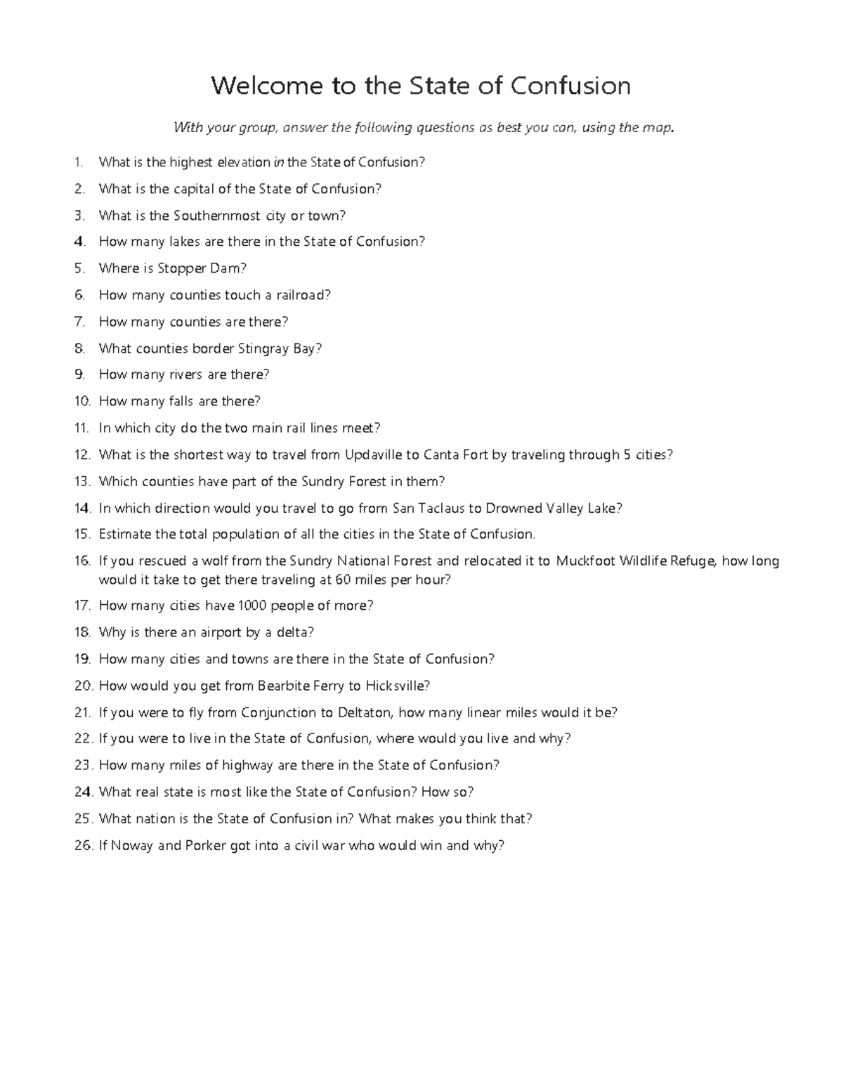 State of Confusion - Welcome to the State of Confusion With your group ...