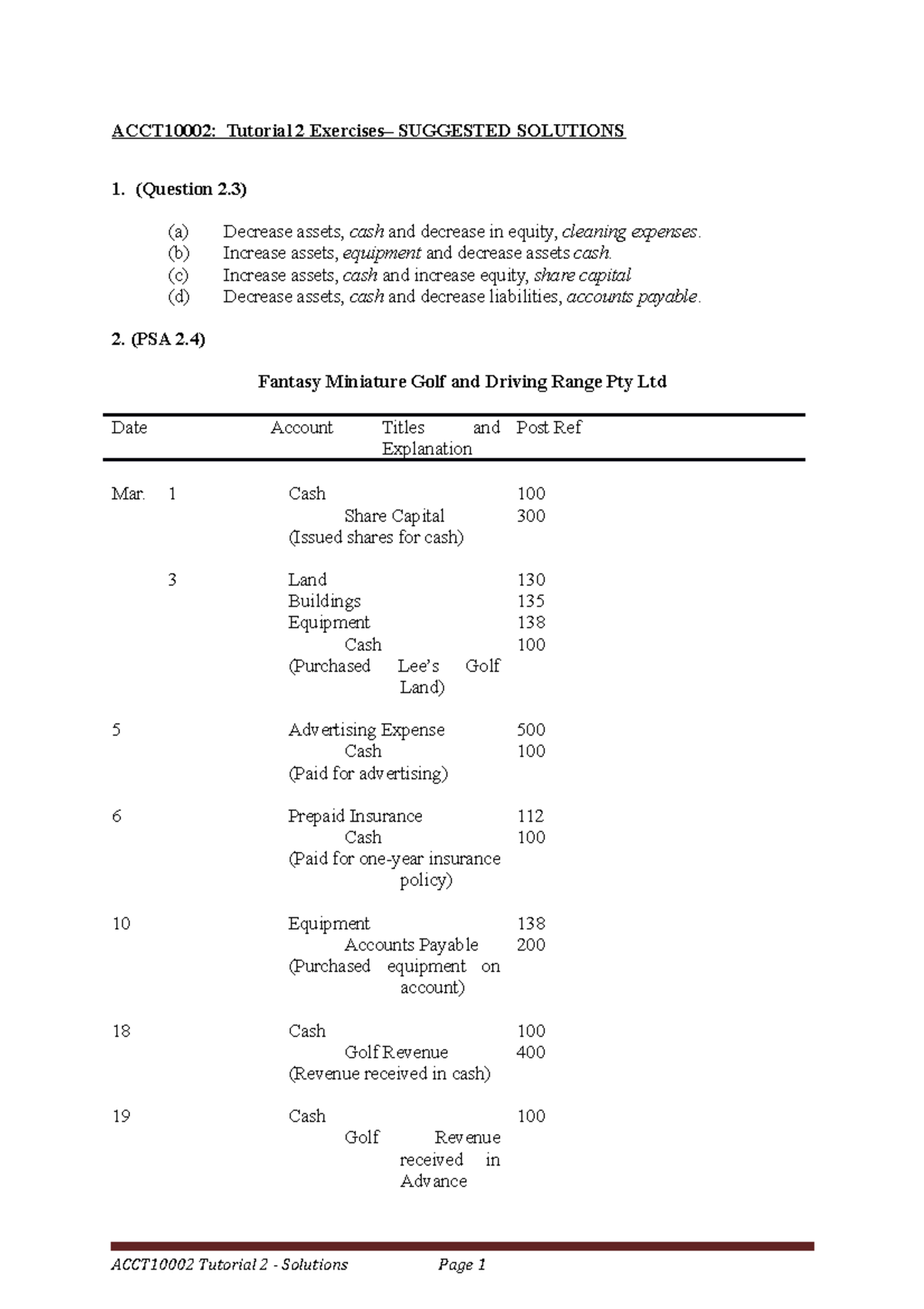 Tutorial 2 Solutions - ACCT10002: Tutorial 2 Exercises– SUGGESTED ...