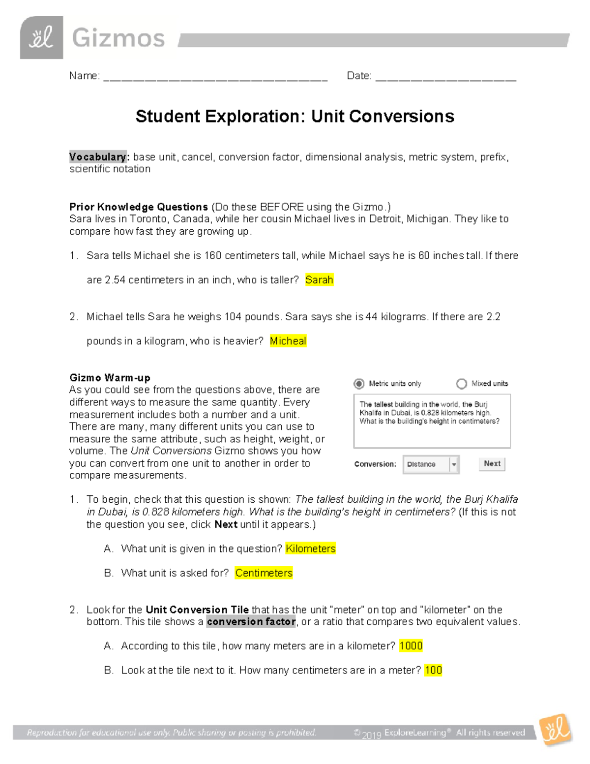 AA chem gizmo - Name: ______________________________________ Date