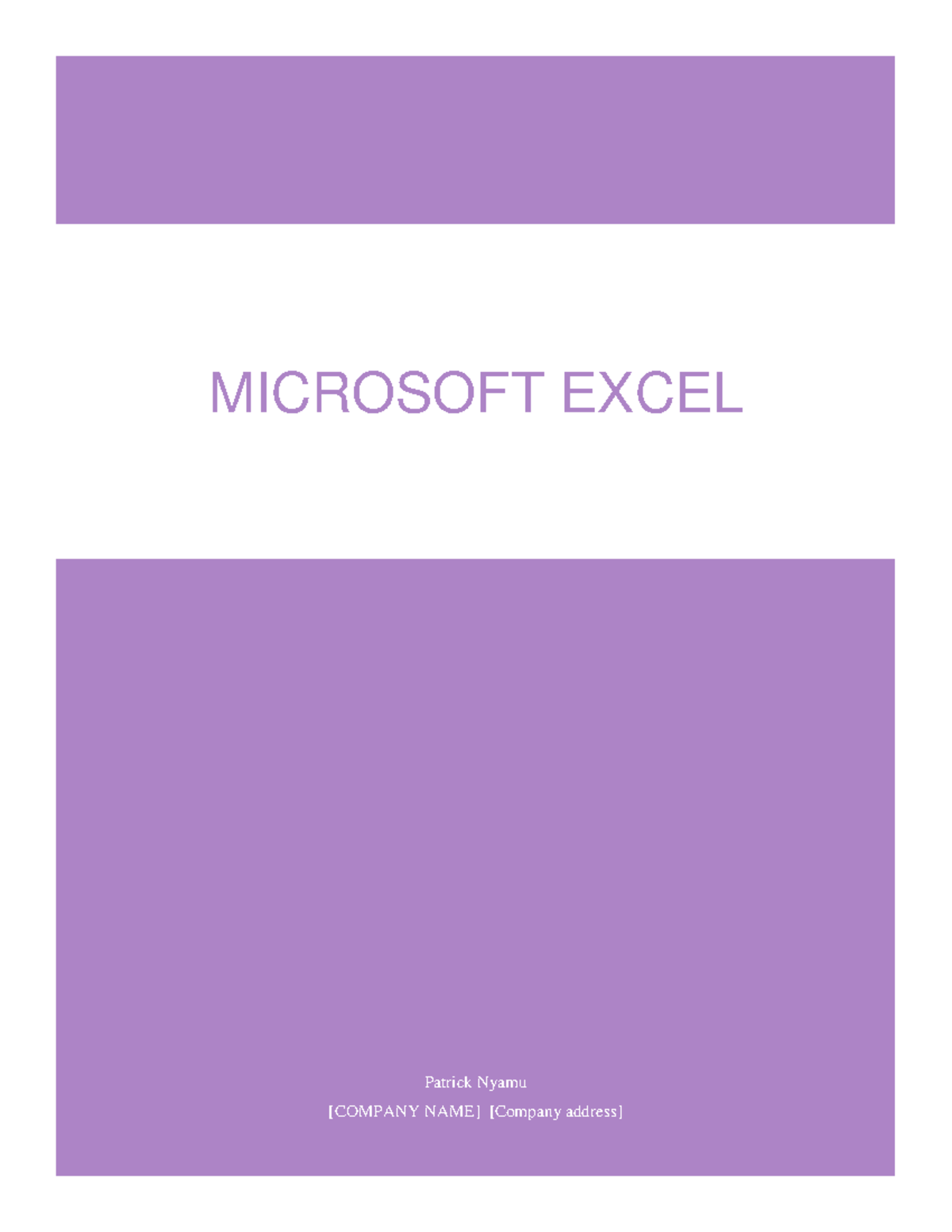 MS Excel lesson 4 - computer basics - Patrick Nyamu [COMPANY NAME ...