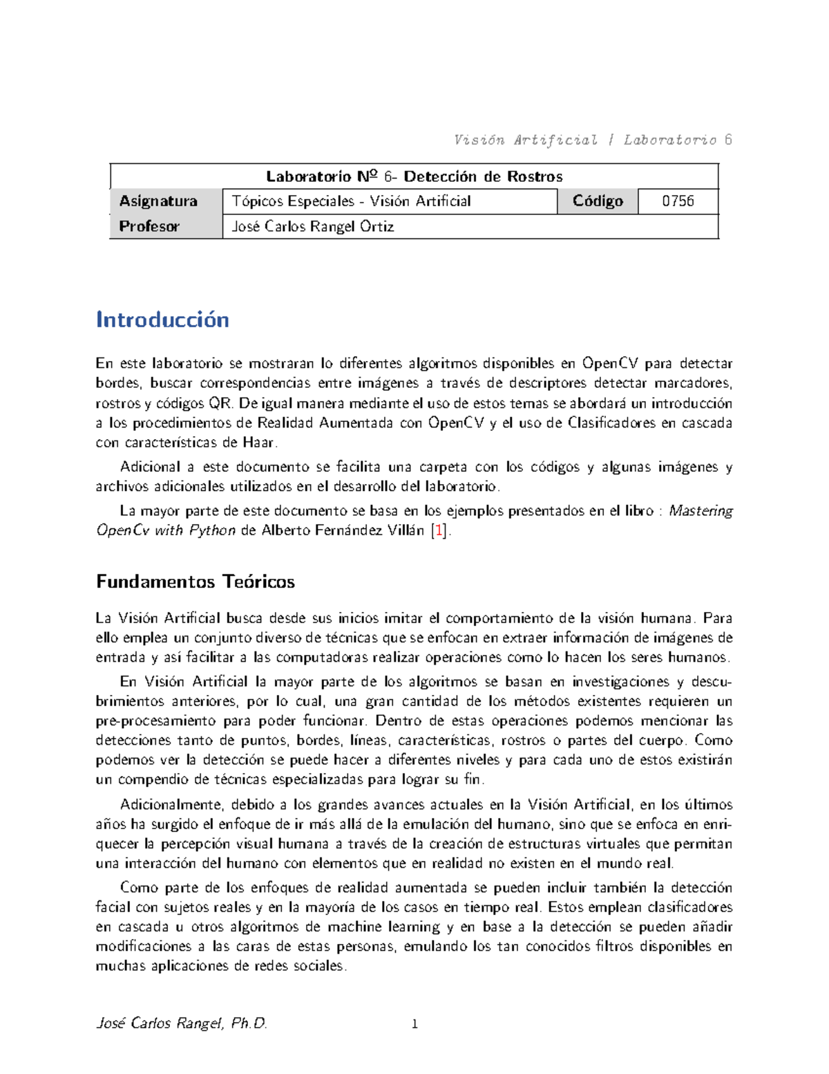Lab6 Vision Artificial - Visi ́on Artificial | Laboratorio 6 ...