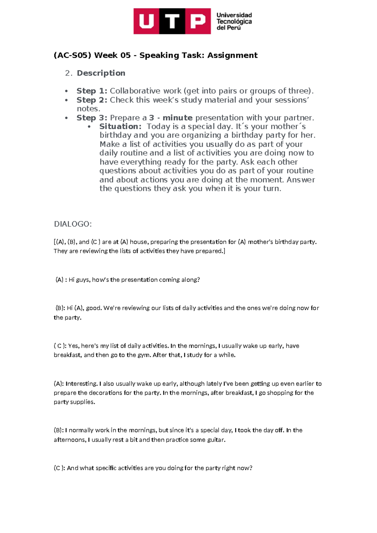 Week 05 - task - ..................... - (AC-S05) Week 05 - Speaking ...