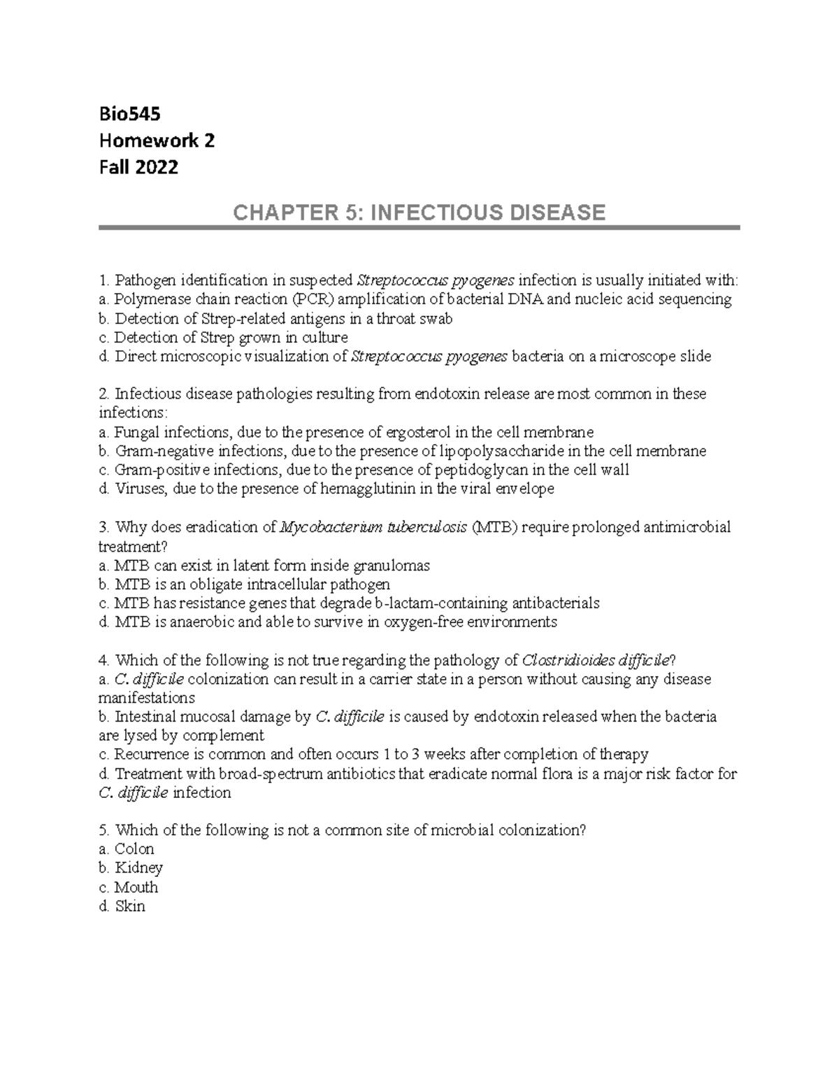 Infectious Disease Quiz and Immune System Quiz - Studocu