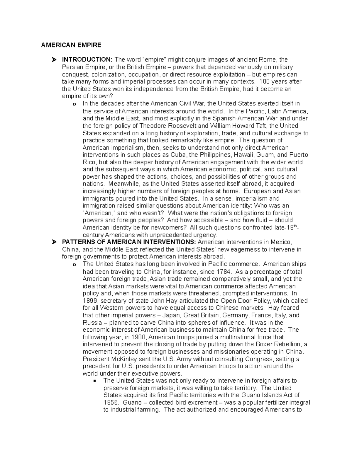 19. American Empire - Chapter 19 Textbook Notes for HIST 1302.920 with ...