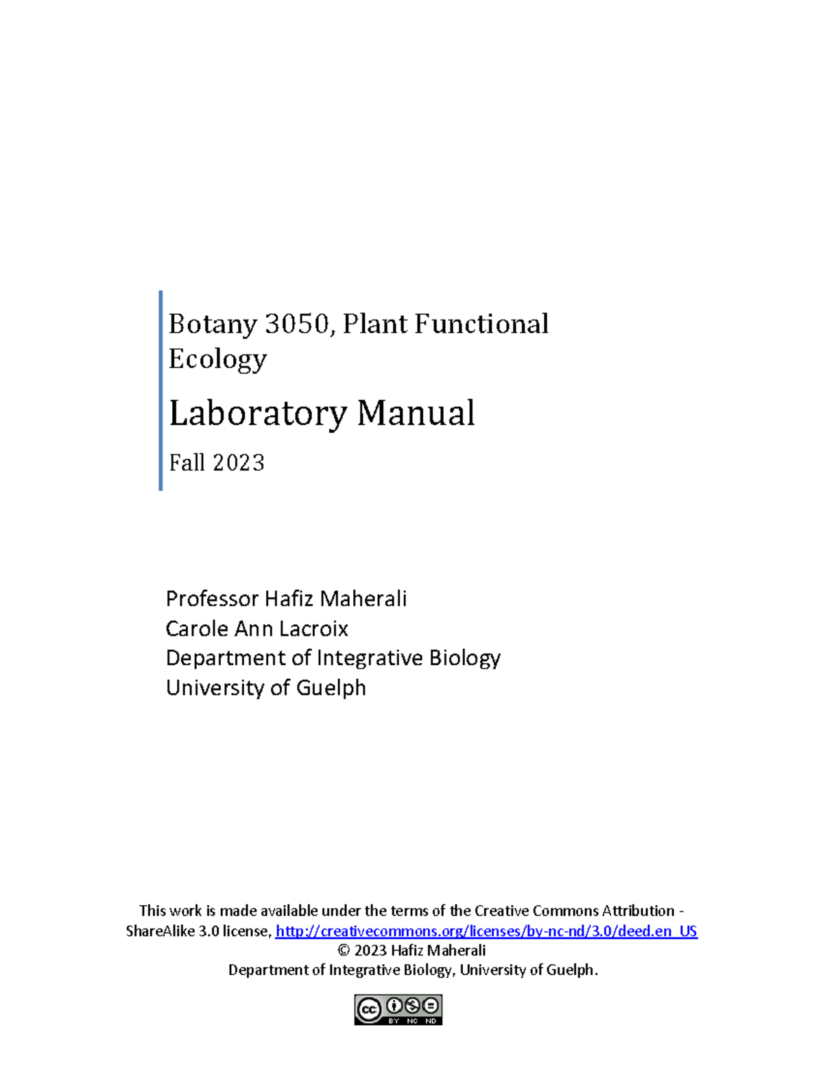 Botany 3050Lab Manual - This work is made available under the terms of ...