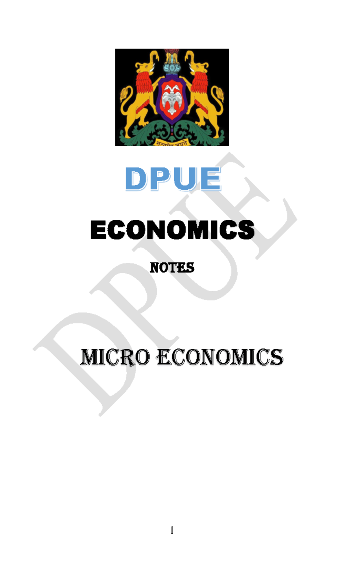 Micro Economics Chapter 1 Economics Notes Micro Economics Chapter I