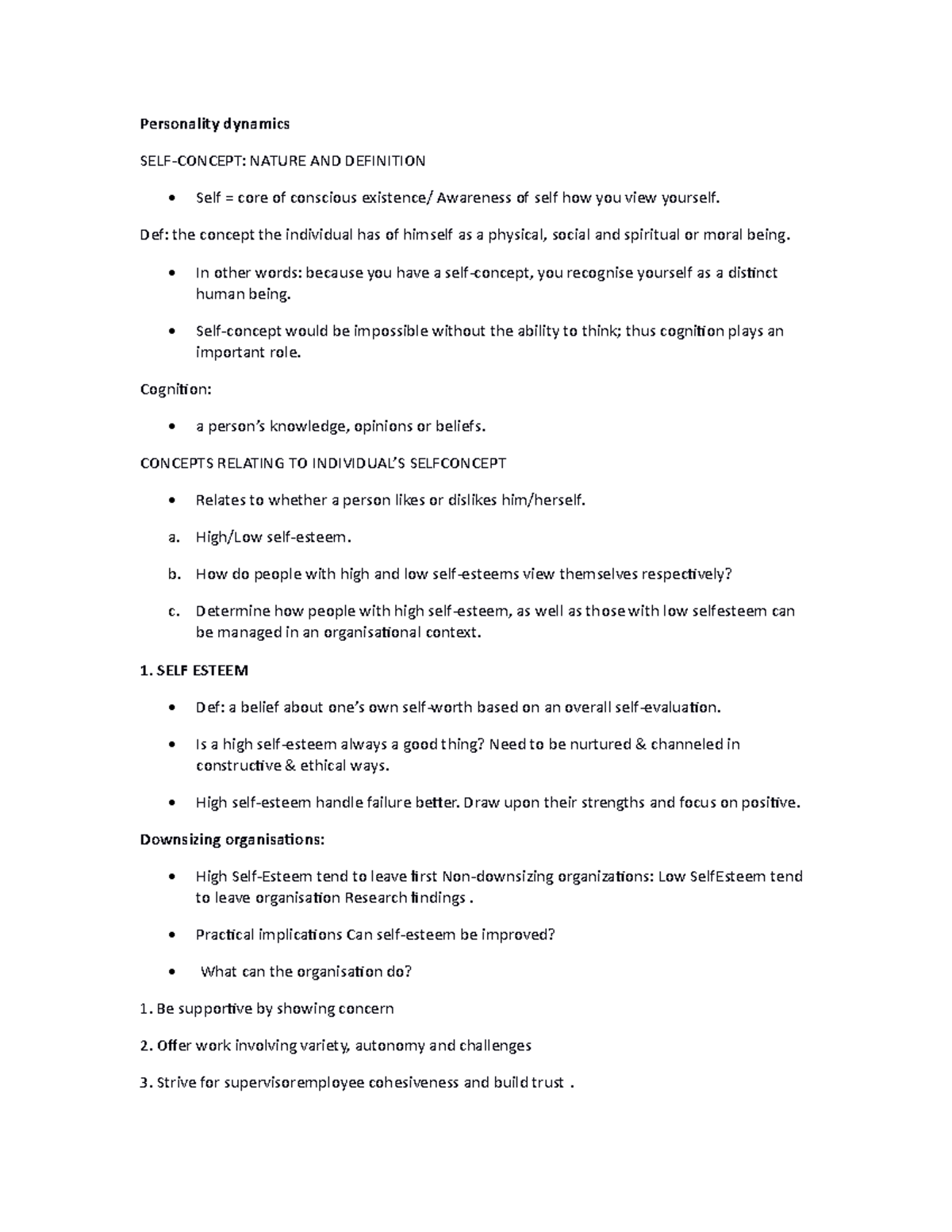 Persona dynamics finale - Personality dynamics SELF-CONCEPT: NATURE AND ...