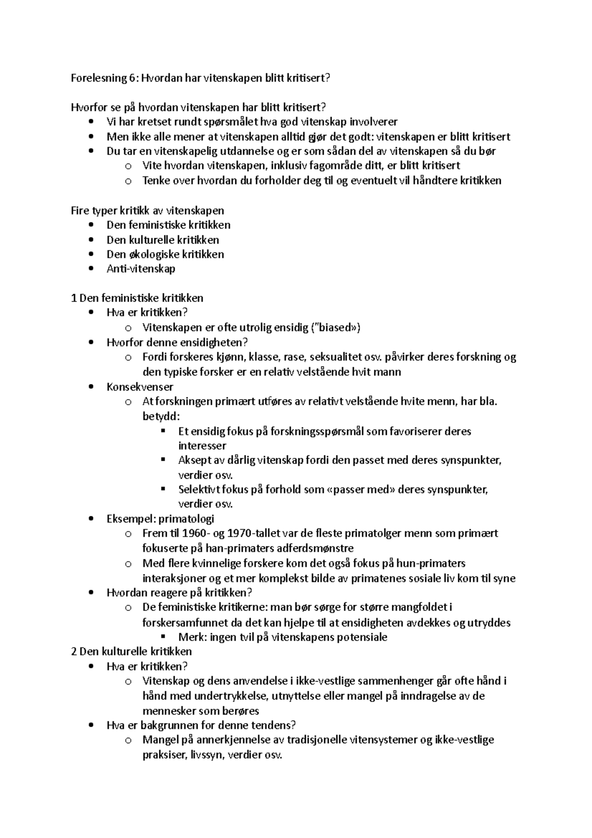 Forelesning 6 - vitenskapen kritisert - EXPHIL-SVSEM - UiB - Studocu