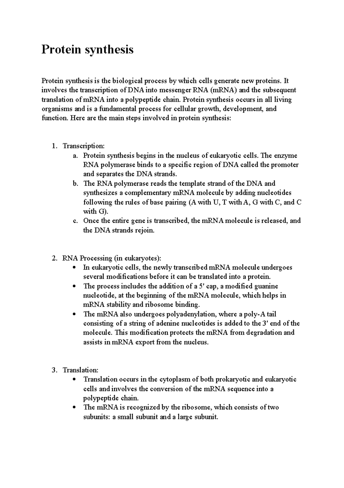 . Protein synthesis - Protein synthesis Protein synthesis is the ...