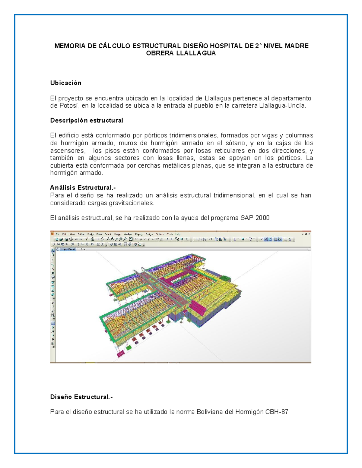 Parte 1 Memoria de Calculo Estructuras - MEMORIA DE CÁLCULO ESTRUCTURAL ...
