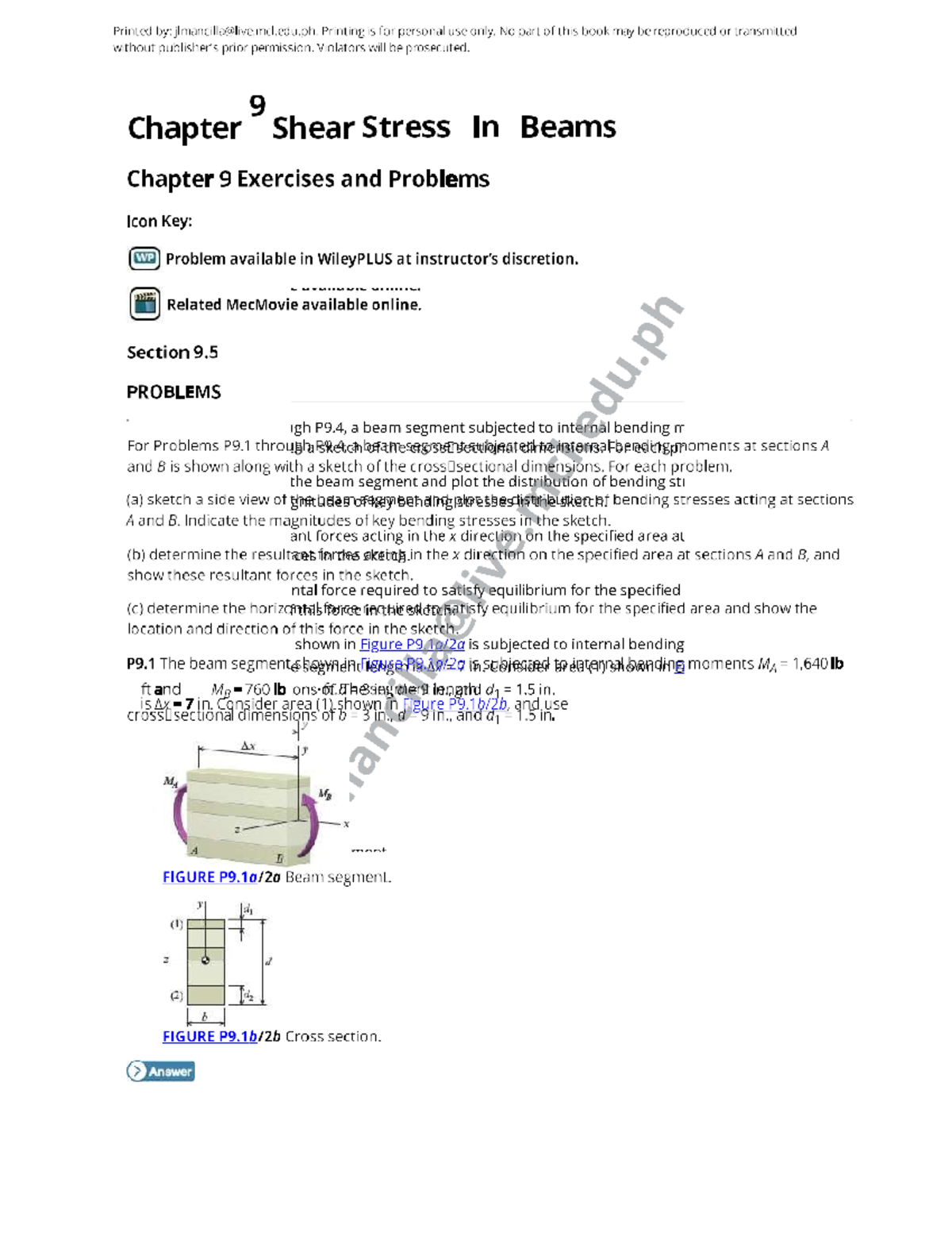 ME101-1P Shear Stress In Beams Problems - Material Science and ...