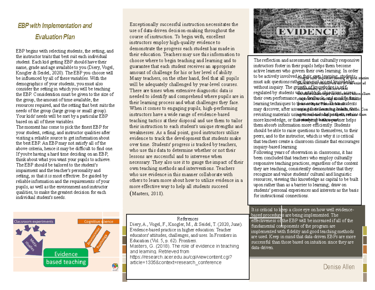 EBP Implementation Plan - Exceptionally successful instruction ...