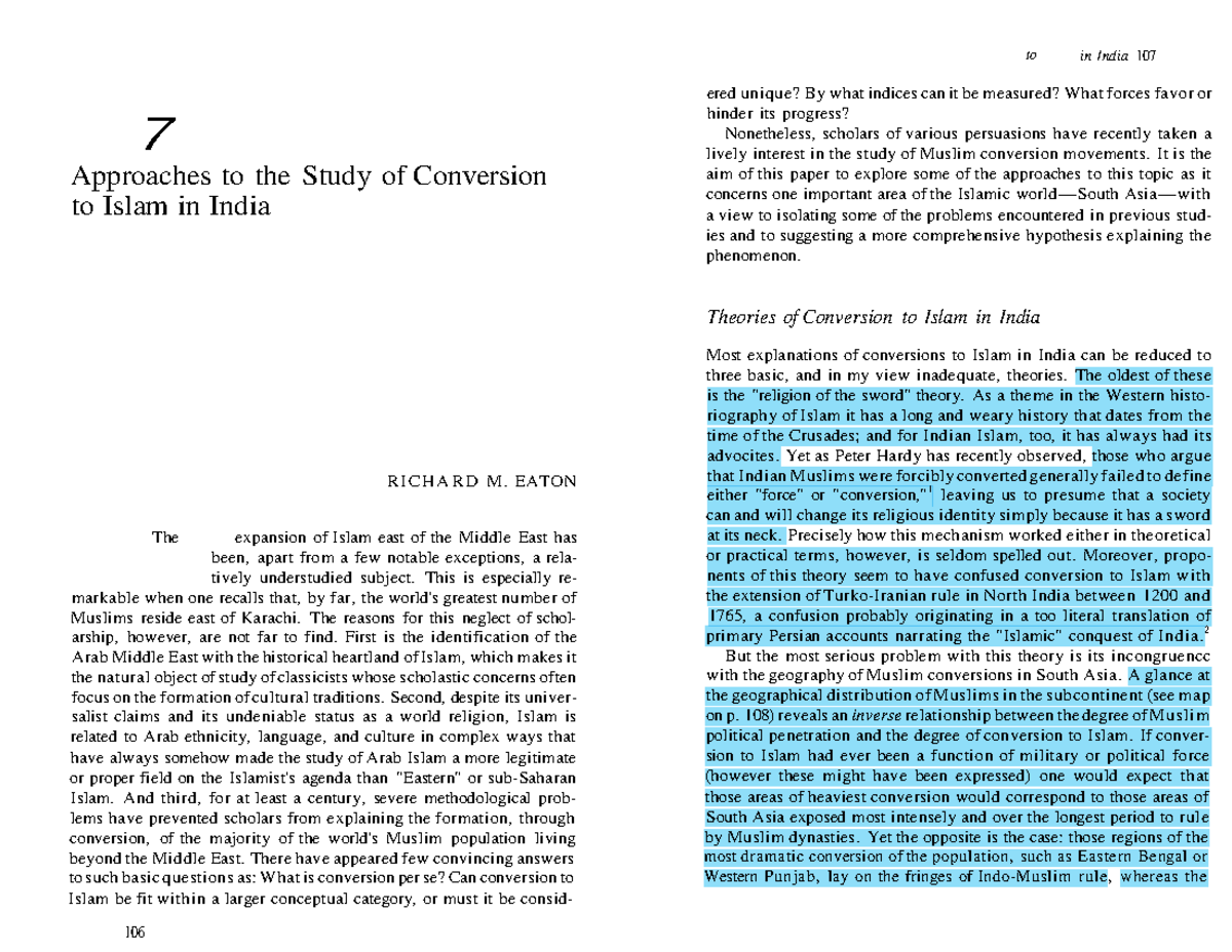 Conversion TO Islam Highlighted - 7 Approaches to the Study of ...