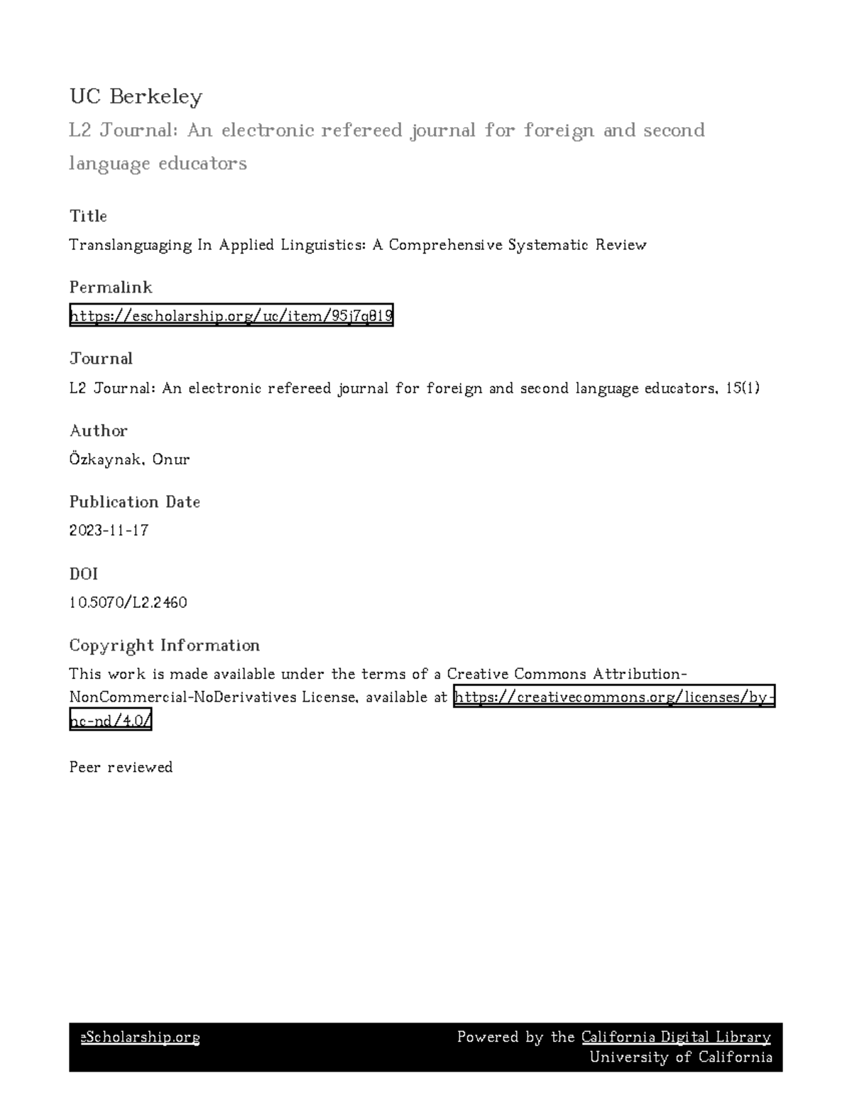 Translanguaging asdfad asdfadfa - UC Berkeley L2 Journal: An electronic ...