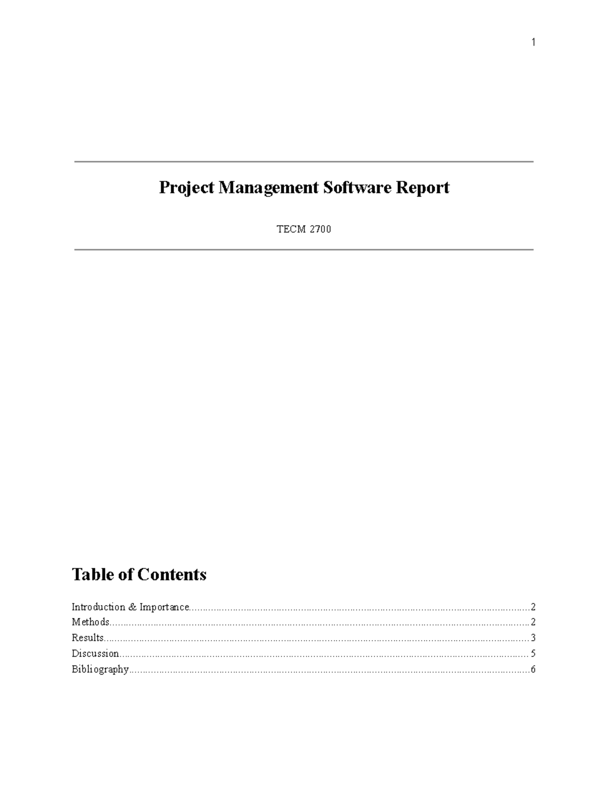 Project Report for Major-oriented research - Project Management Software Report TECM 2700 Table ...