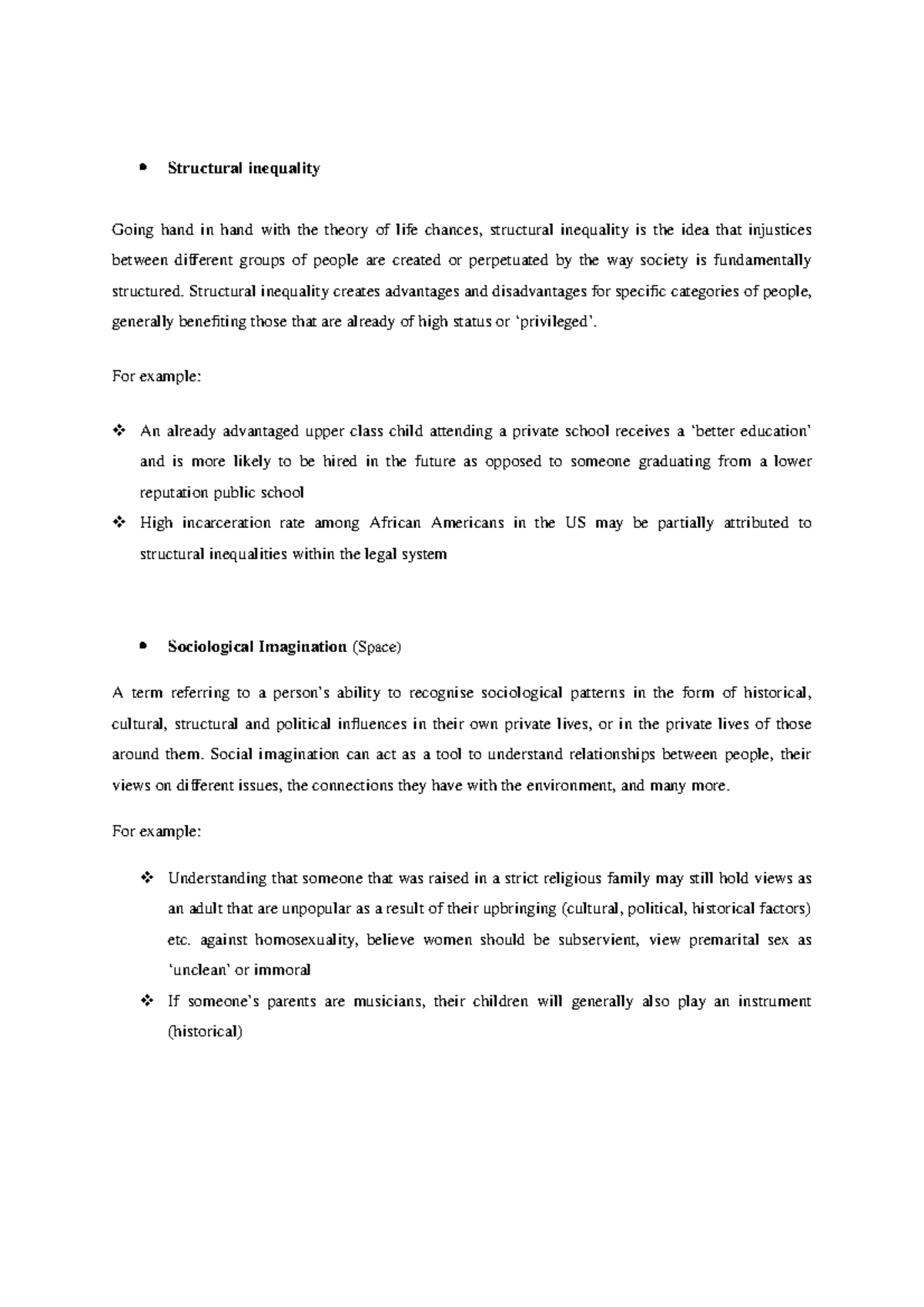 Unit Concepts Self Assessment Definitions - Structural inequality Going ...