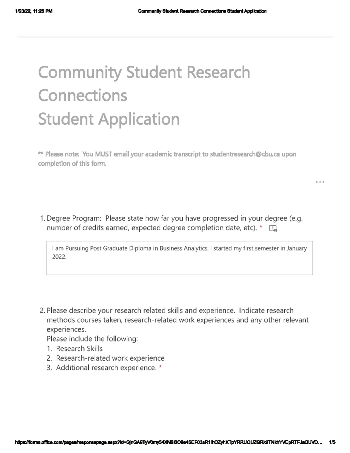 Community Research Connection - MGSC5111 - Studocu