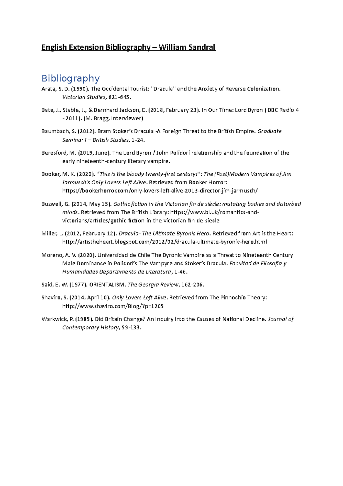 Bibliography - English Extension - English Extension Bibliography ...