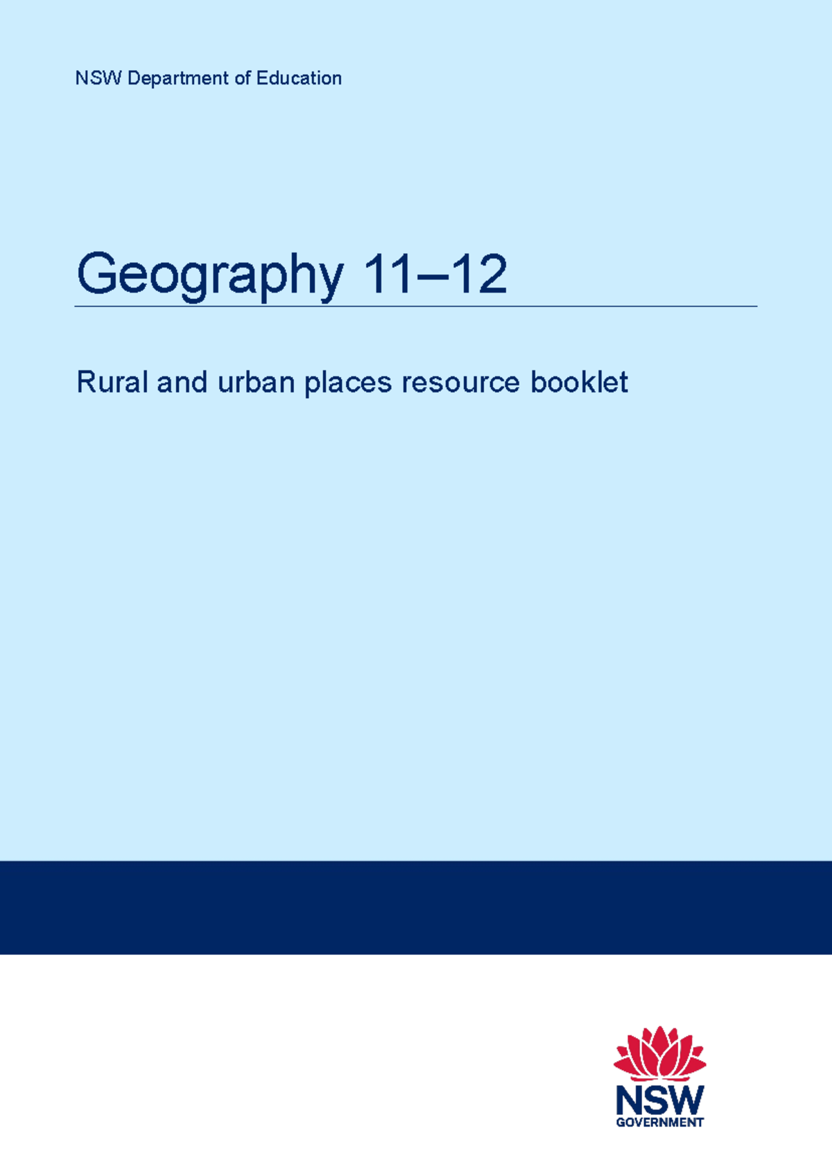 Hsie s6 geography rural urban places resource booklet - NSW Department ...