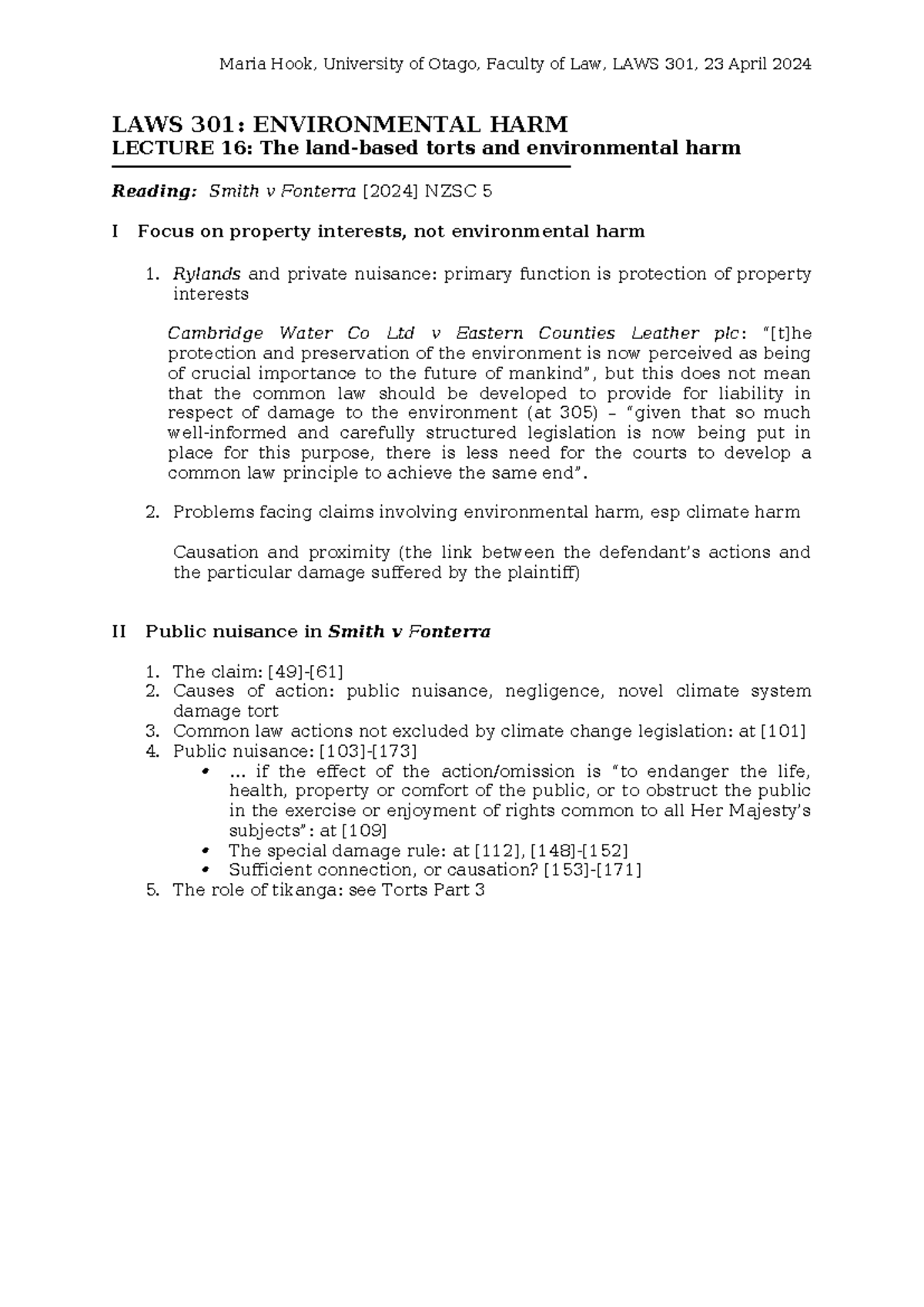 Public nuisance, and the land-based torts and environmental harm more ... Public nuisance, and the land-based torts and environmental harm more ...