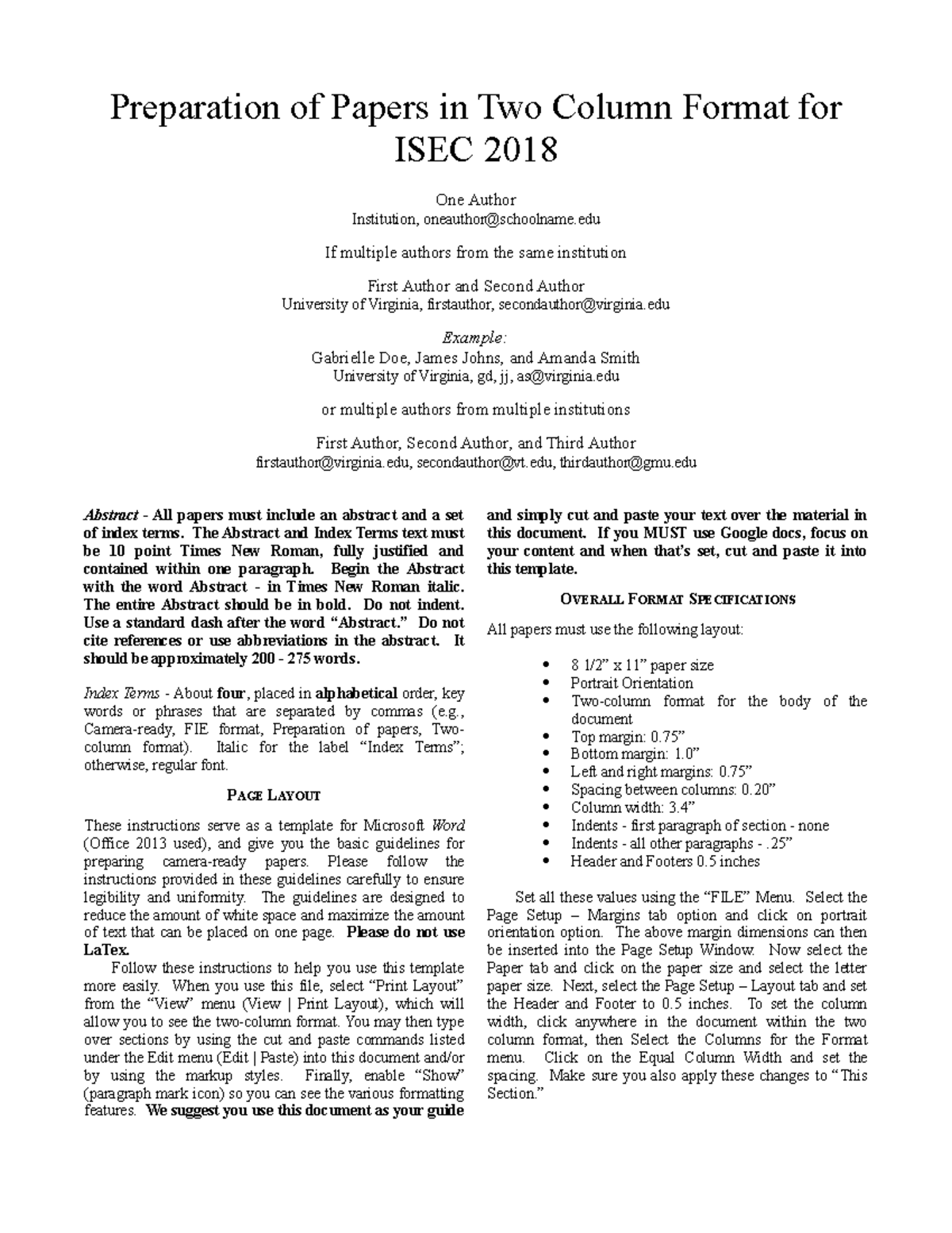 Isec 2018 format - Preparation of Papers in Two Column Format for ISEC ...