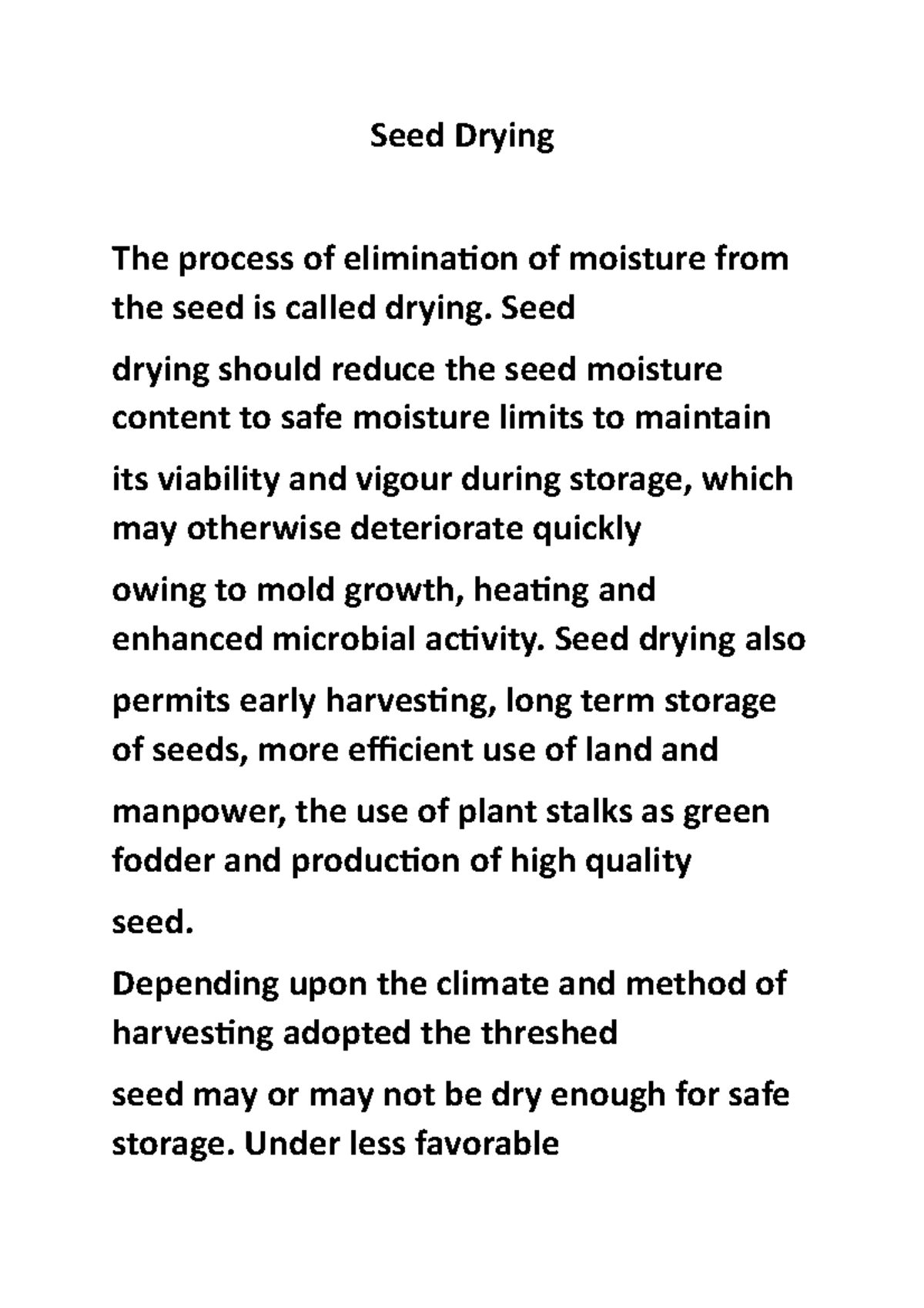 Principles OF SEED TECH - Seed Drying The process of elimination of ...
