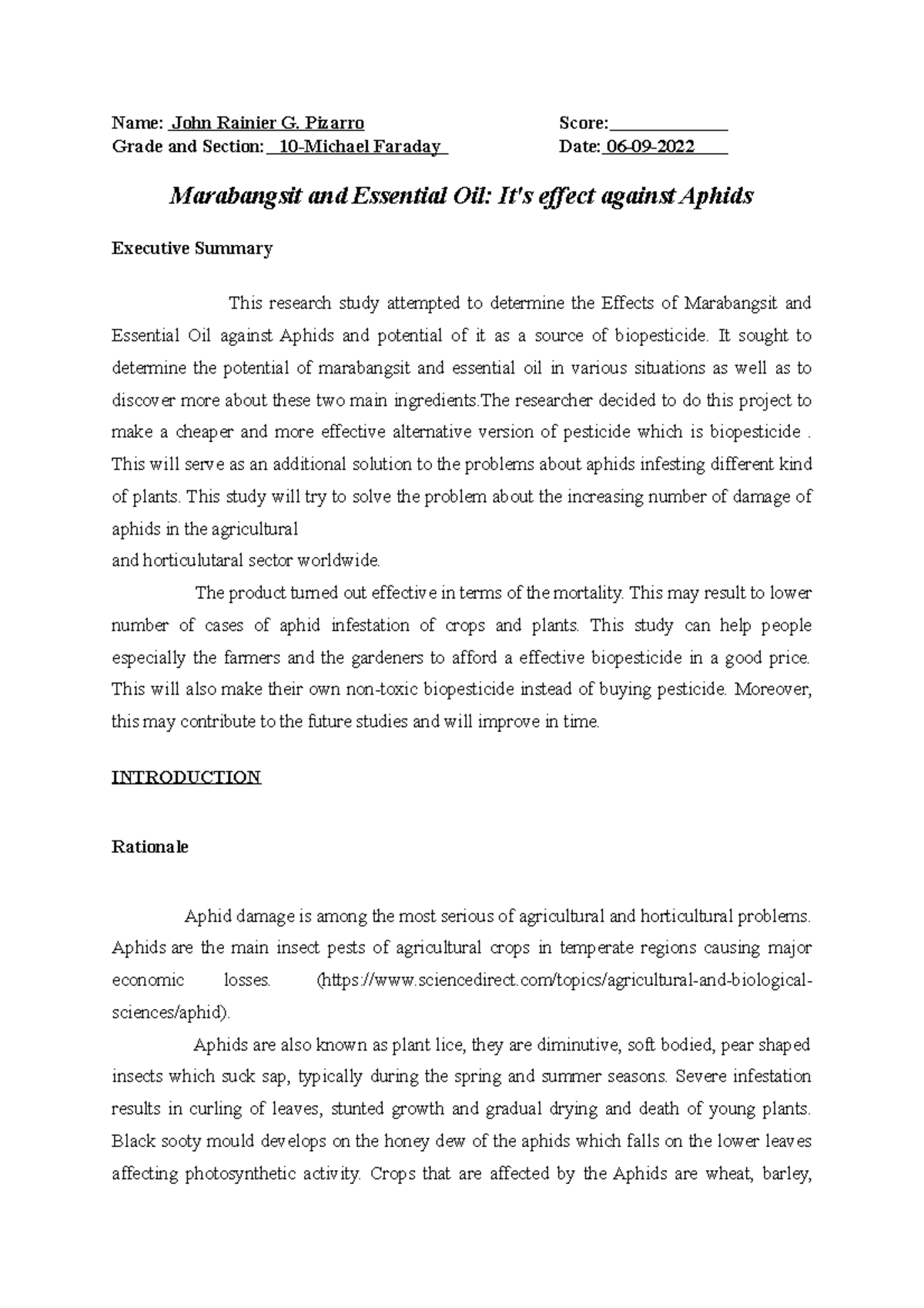 Format-IP-SSC - Investigatory Project - Name: John Rainier G. Pizarro ...