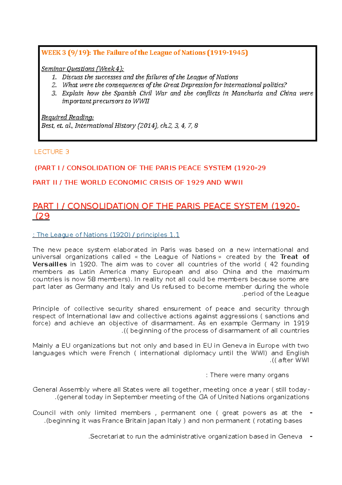 L3 - L3- Note de lecture - LECTURE 3 ( PART I / CONSOLIDATION OF THE ...
