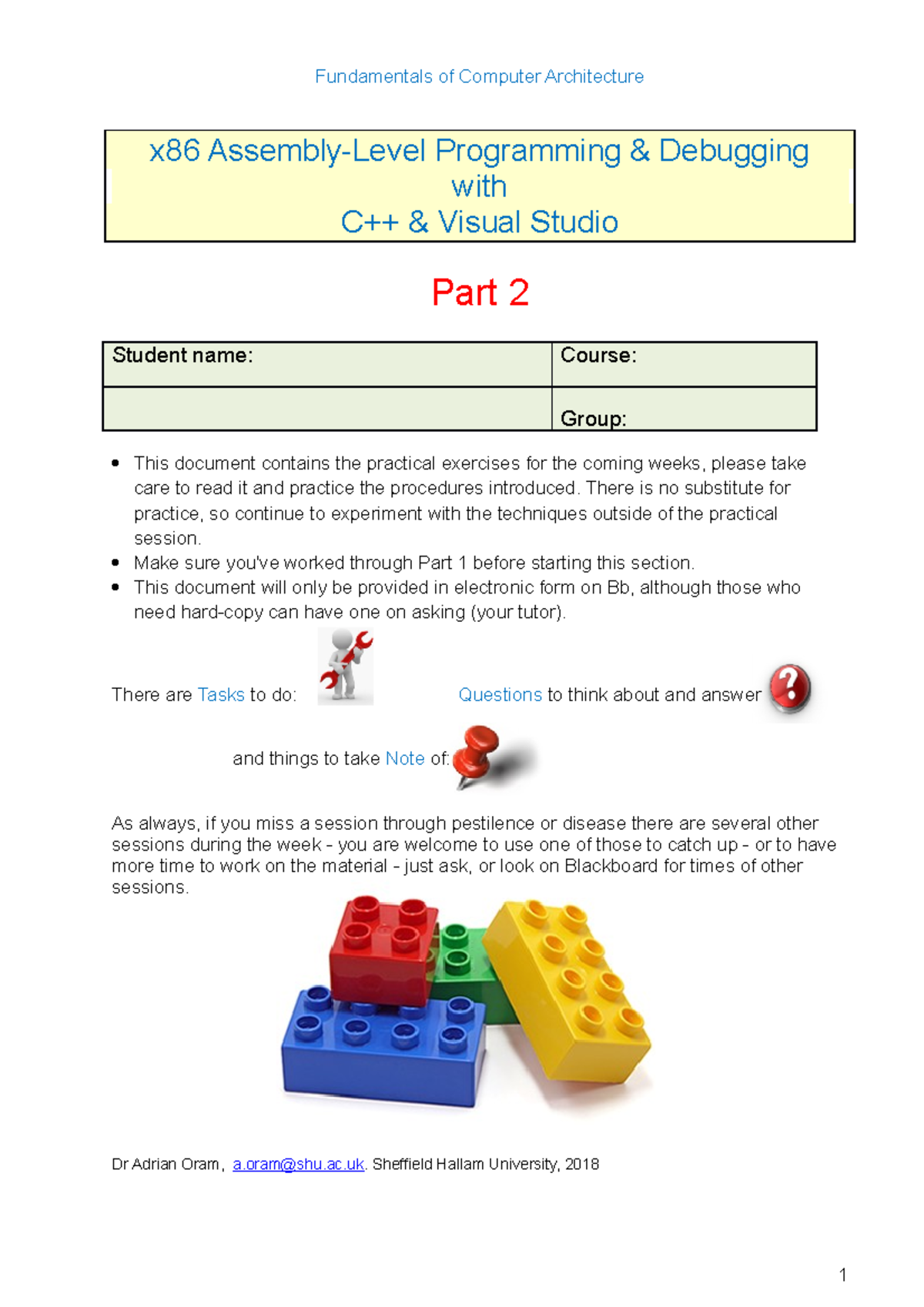Fo CA PART 2 x86 Assembler Programming with C++ & Visual Studio booklet ...