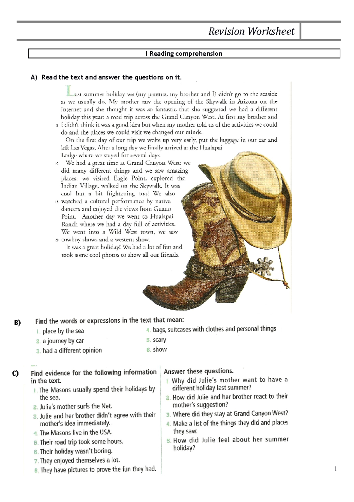 Revision worksheet - Practice work. - Portuguese - Revision Worksheet I ...