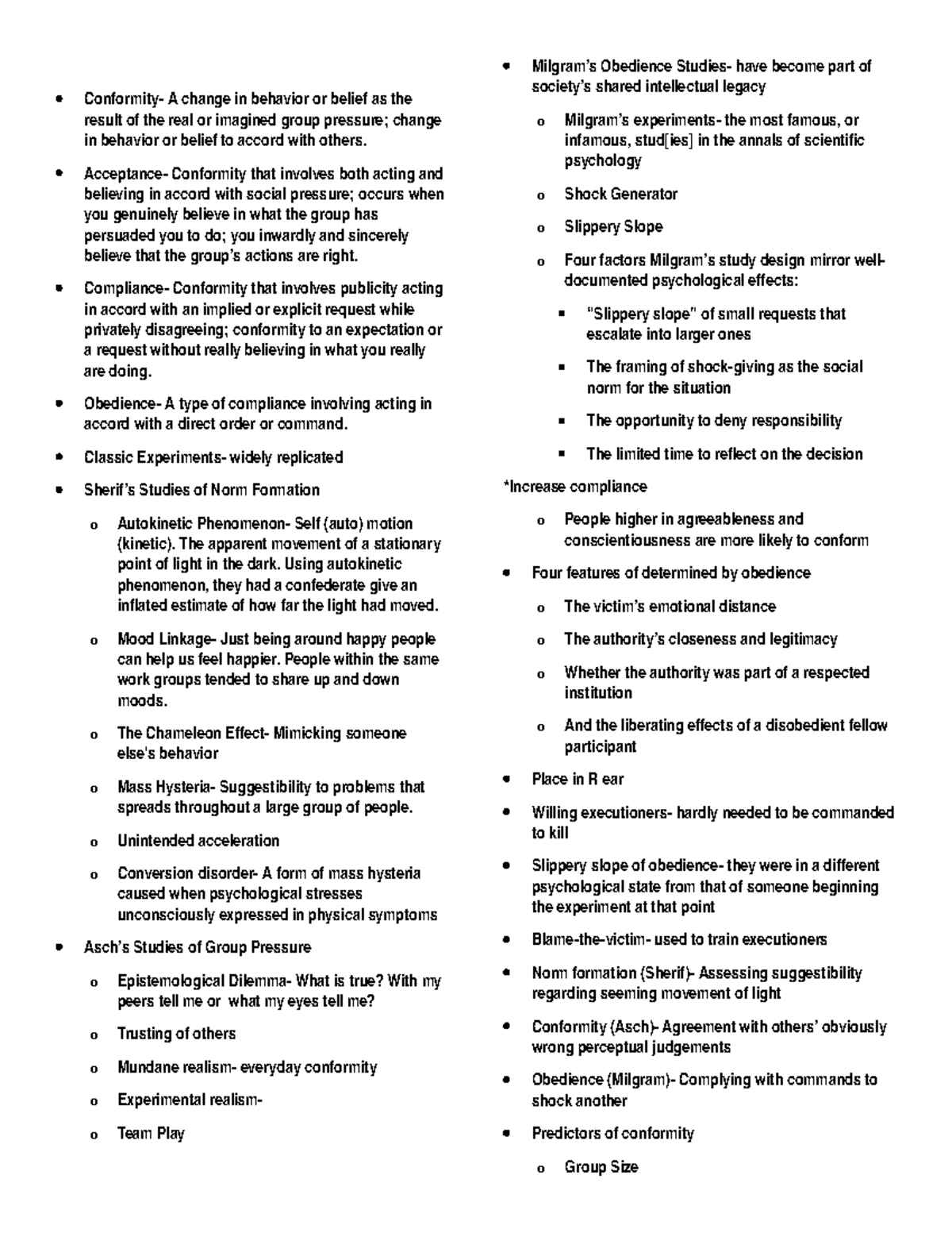 Chapter 6 Socsci - Classical experiments , conformity, acceptance ...